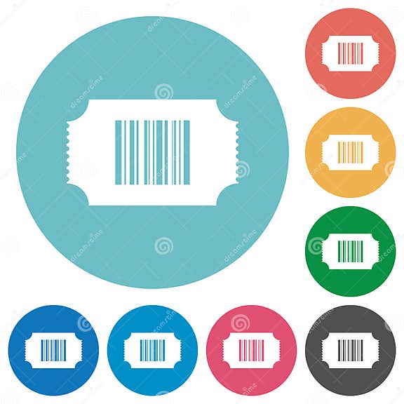 Ticket with Barcode Flat Round Icons Stock Vector - Illustration of ...