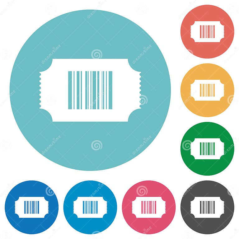 Ticket with Barcode Flat Round Icons Stock Vector - Illustration of ...