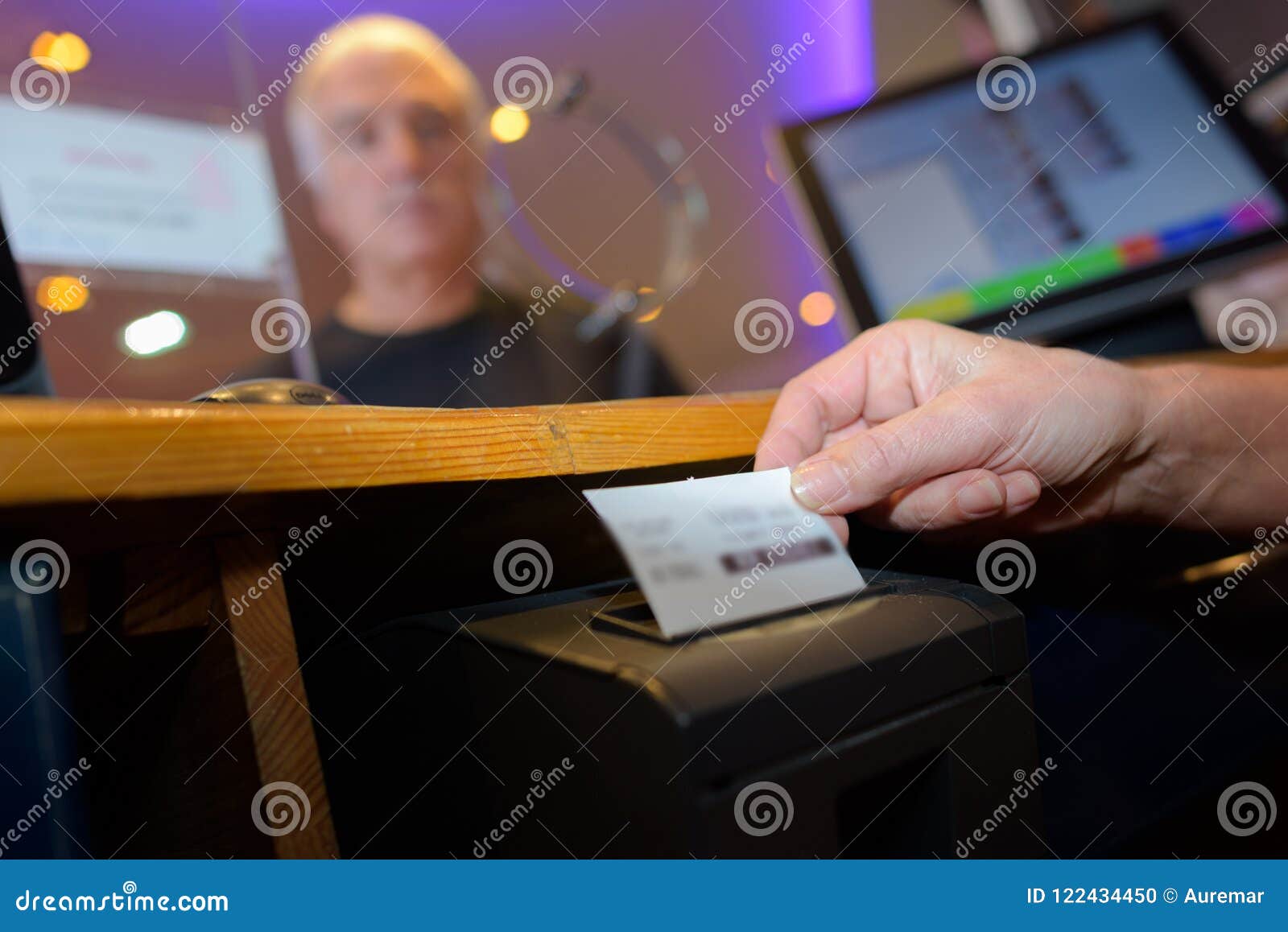 Ticket Being Printed from Machine in Booth Stock Photo - Image of ...