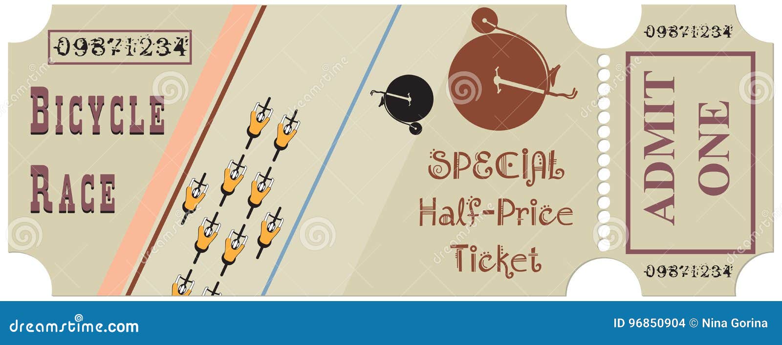 Ticket for a bicycle race stock vector. Illustration of health - 96850904