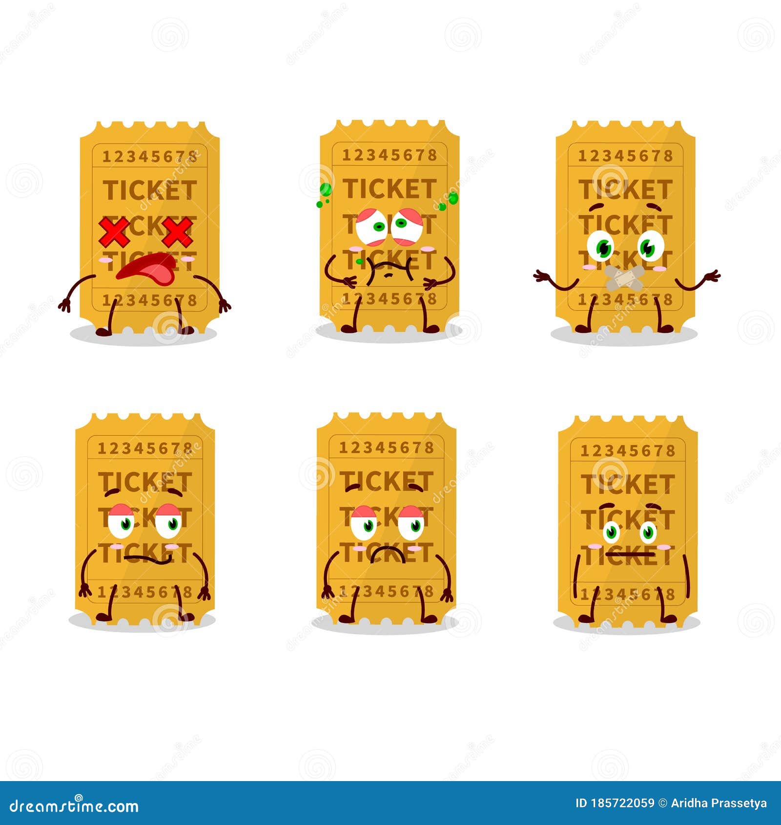 Ticket Cartoon in Character with Nope Expression Stock Vector ...