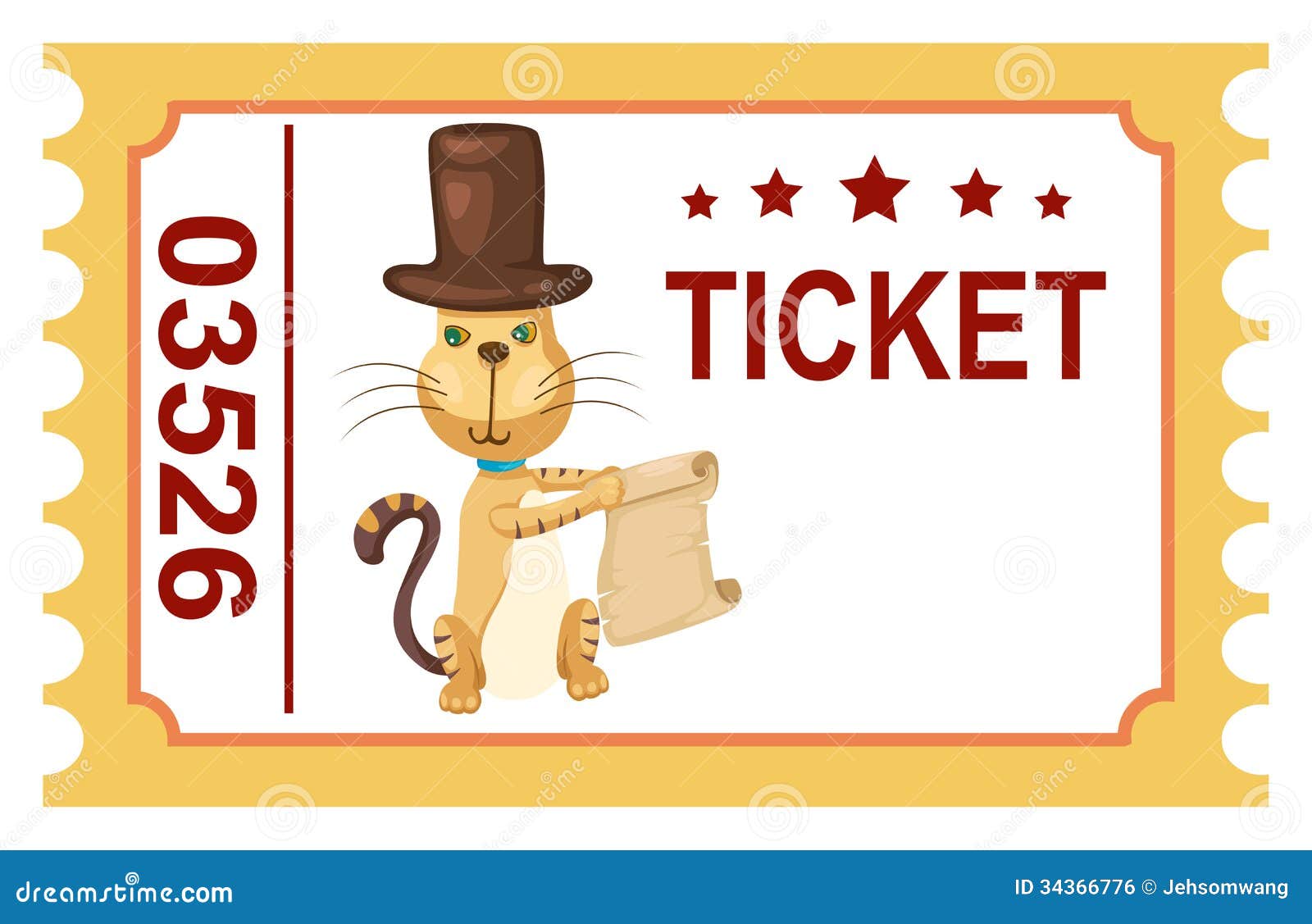 Ticket circus cat stock vector. Illustration of animals - 34366776