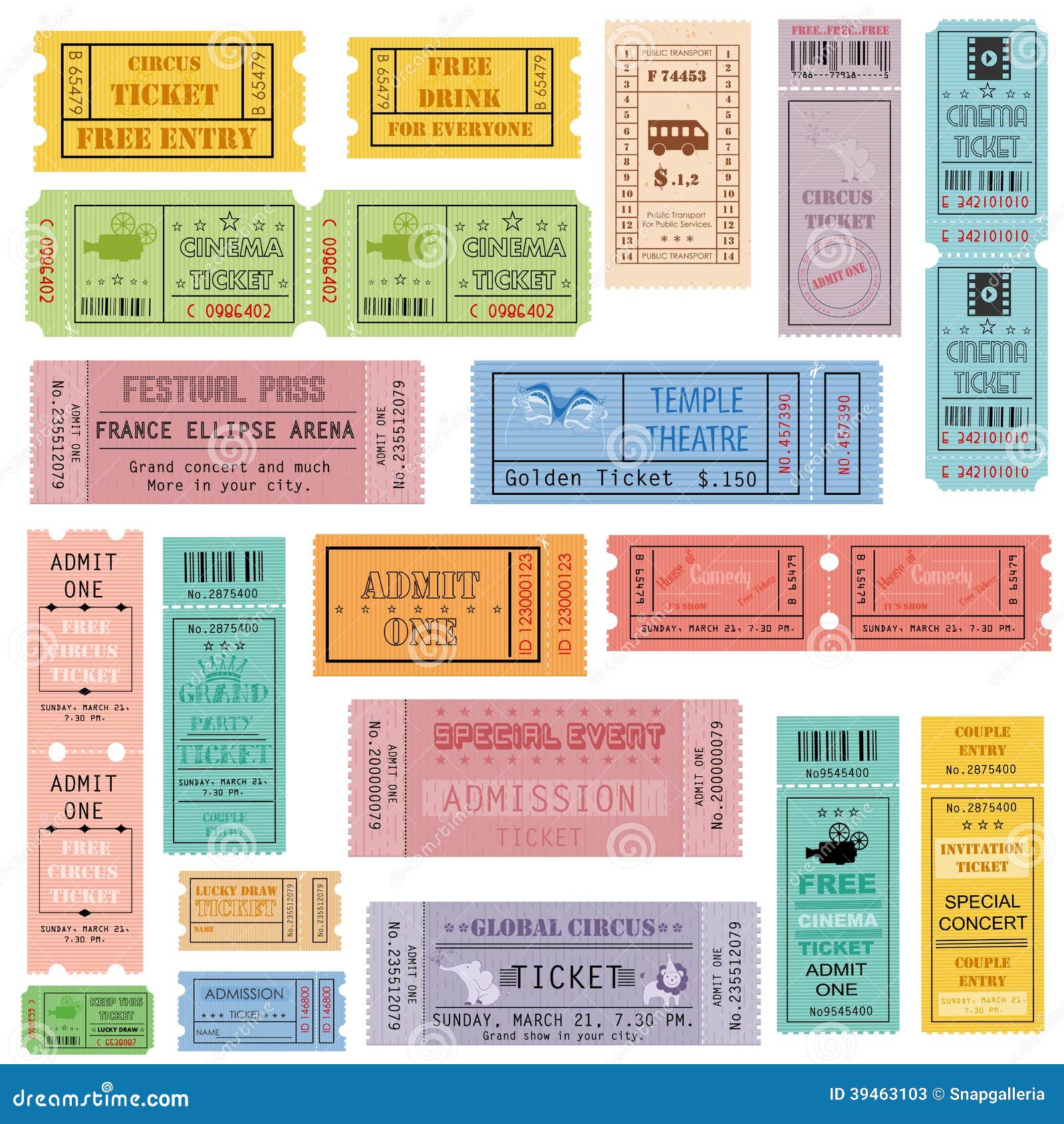 Ticket Collection stock vector. Illustration of object - 39463103