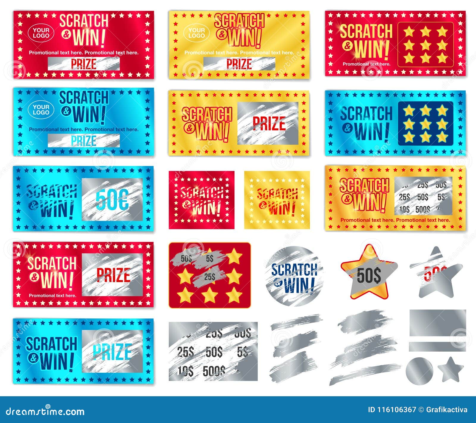 Ticket Collection Scratch and Win. with Effect from Scratch Mark Stock ...