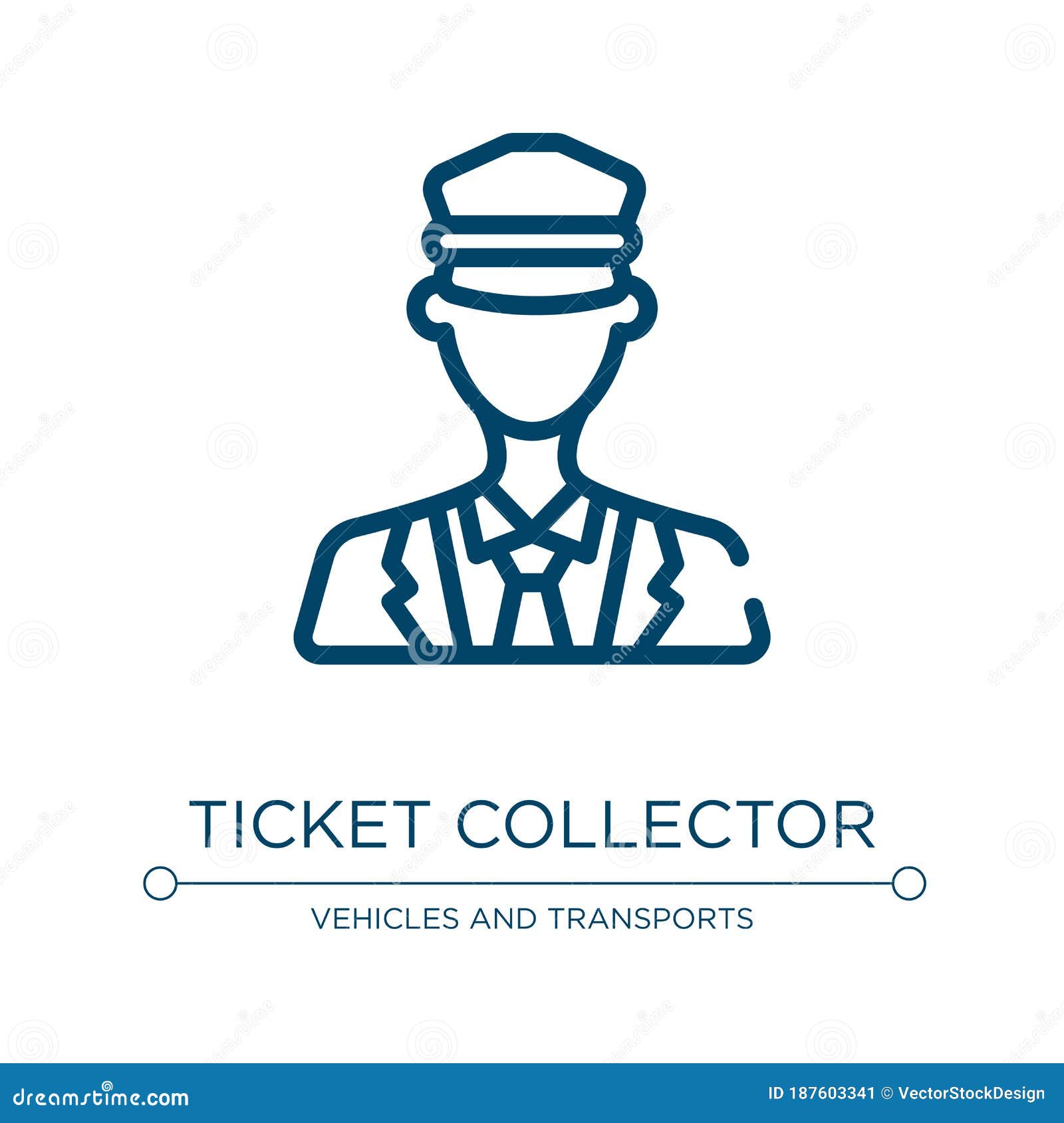 Ticket Collector Icon. Linear Vector Illustration from Railway ...