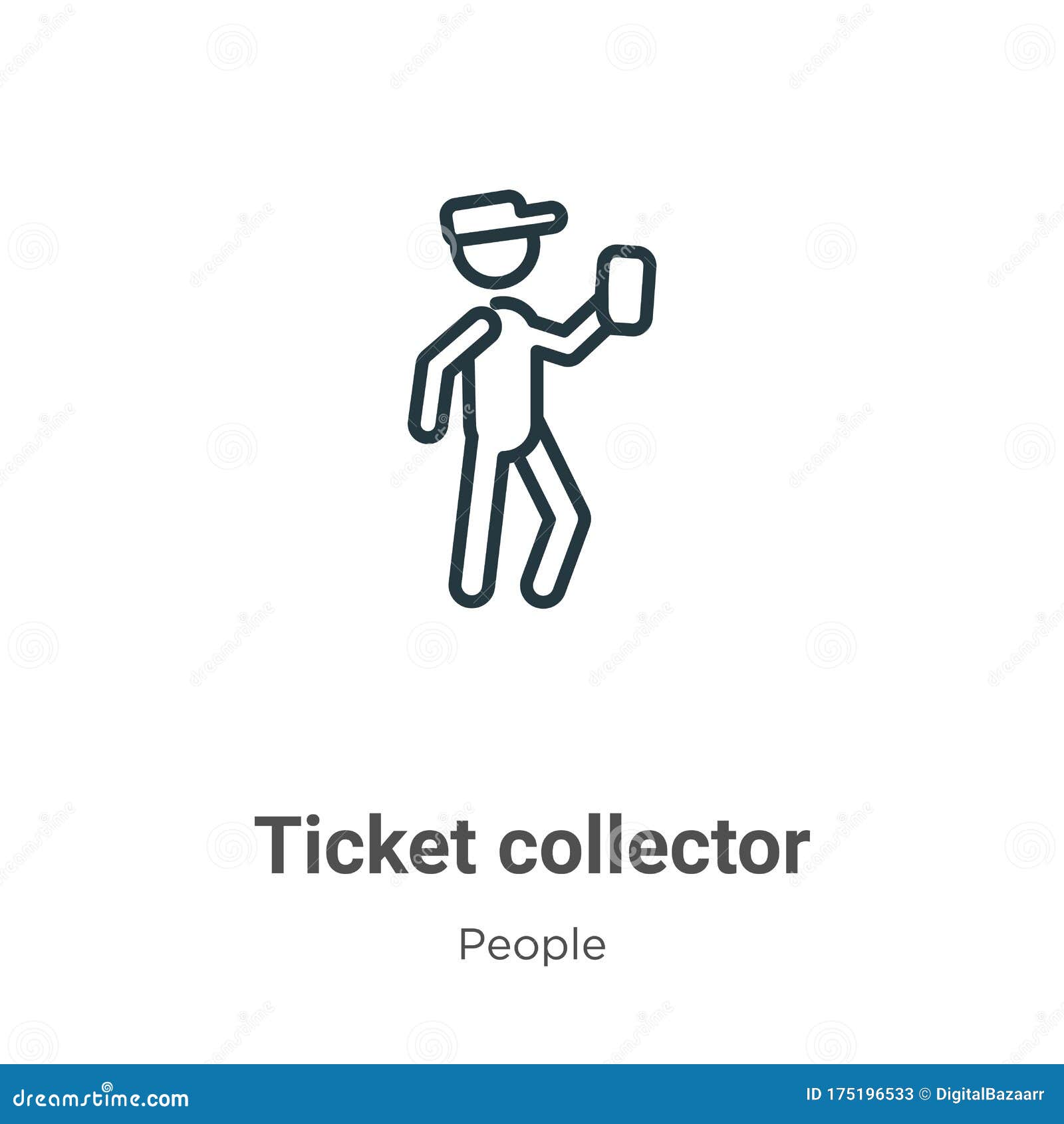 Ticket Collector Outline Vector Icon. Thin Line Black Ticket Collector ...