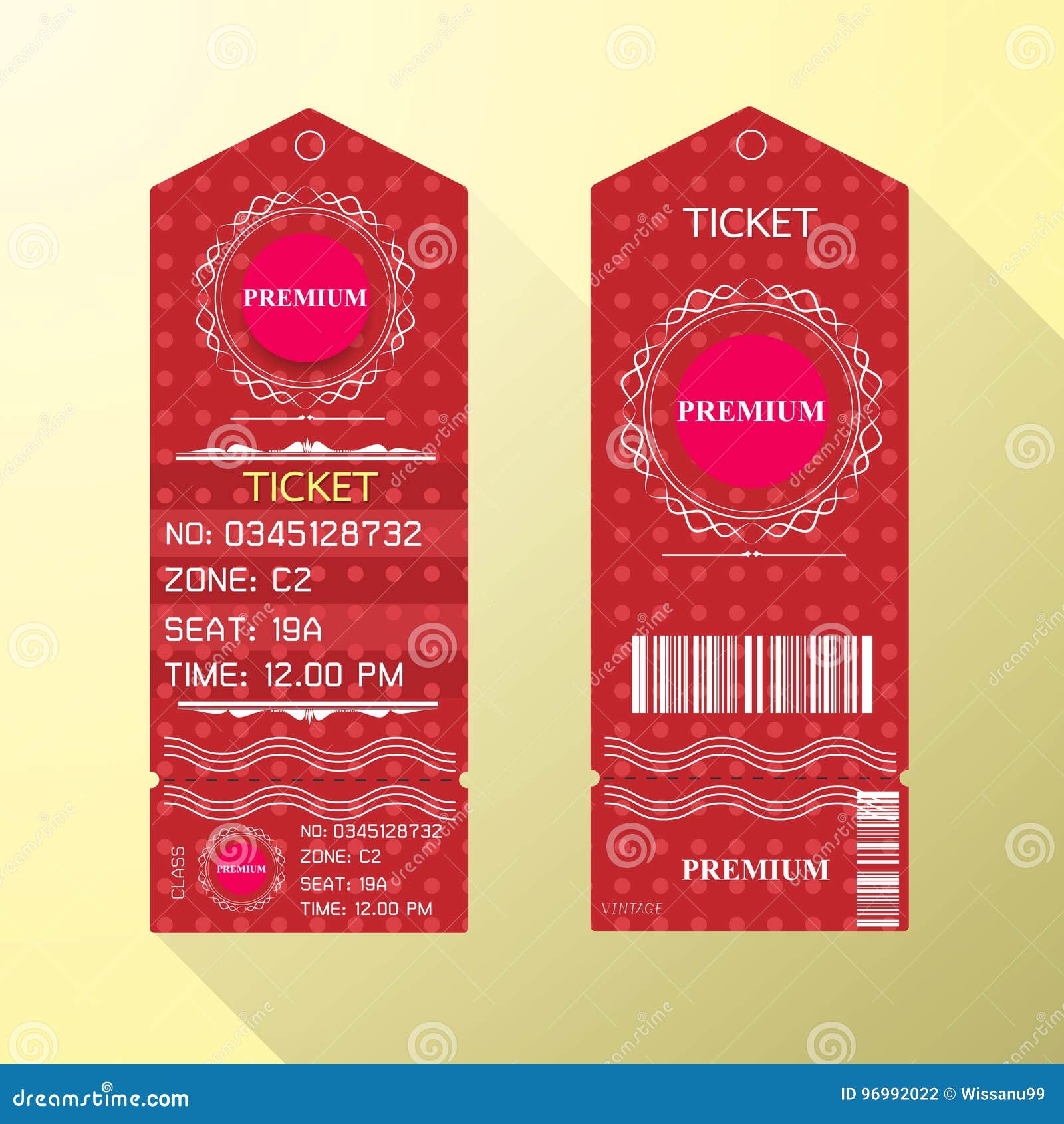 Ticket Design Template Retro Style. Premium Class Stock Vector ...