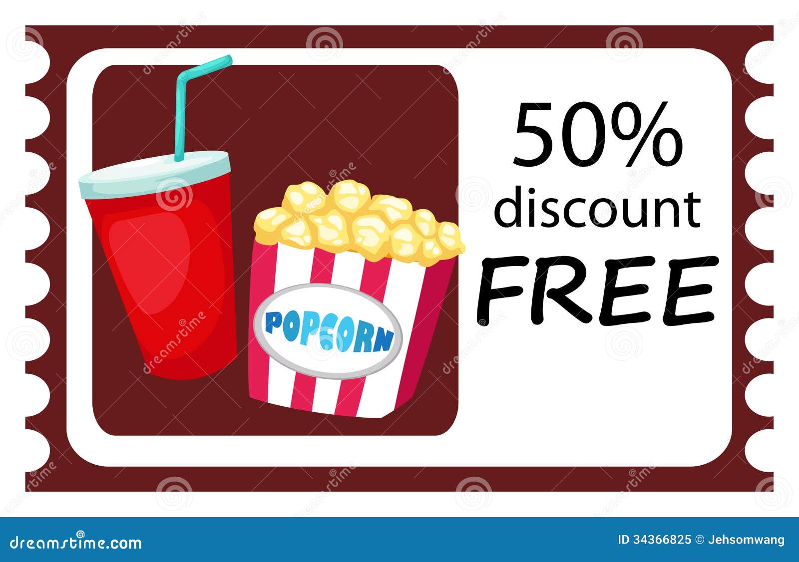 Ticket drink and popcorn stock vector. Illustration of full - 34366825