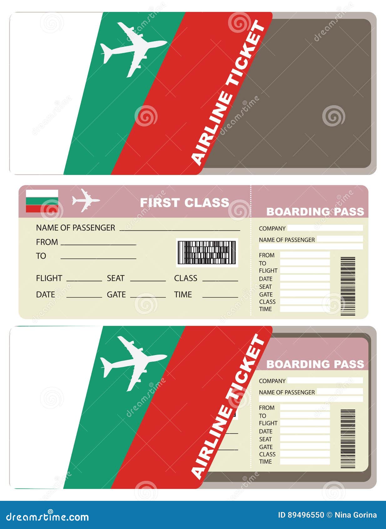 Ticket First Class in Bulgaria Stock Vector - Illustration of aircraft ...