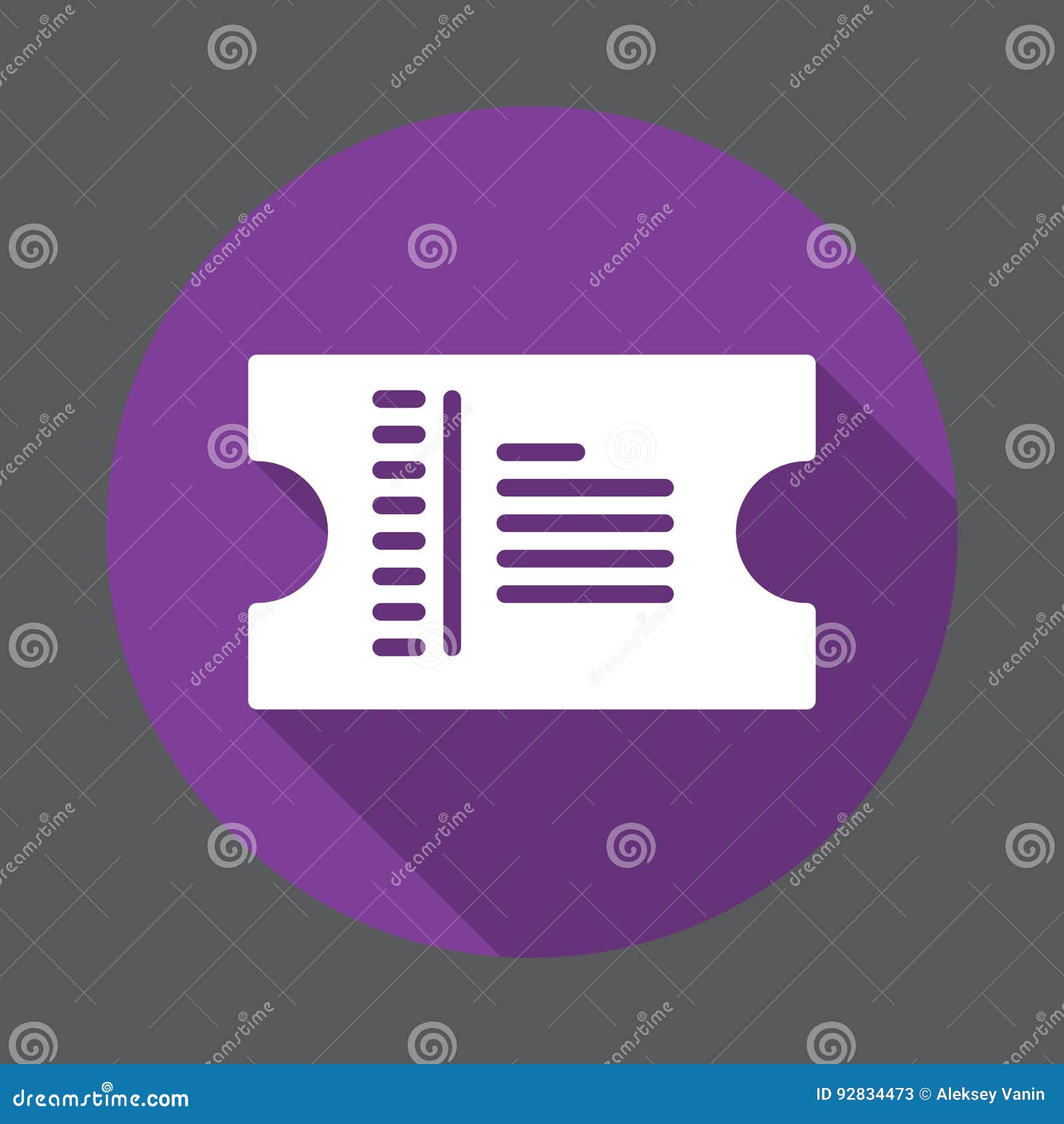 Ticket Flat Icon. Round Colorful Button, Circular Vector Sign with Long ...