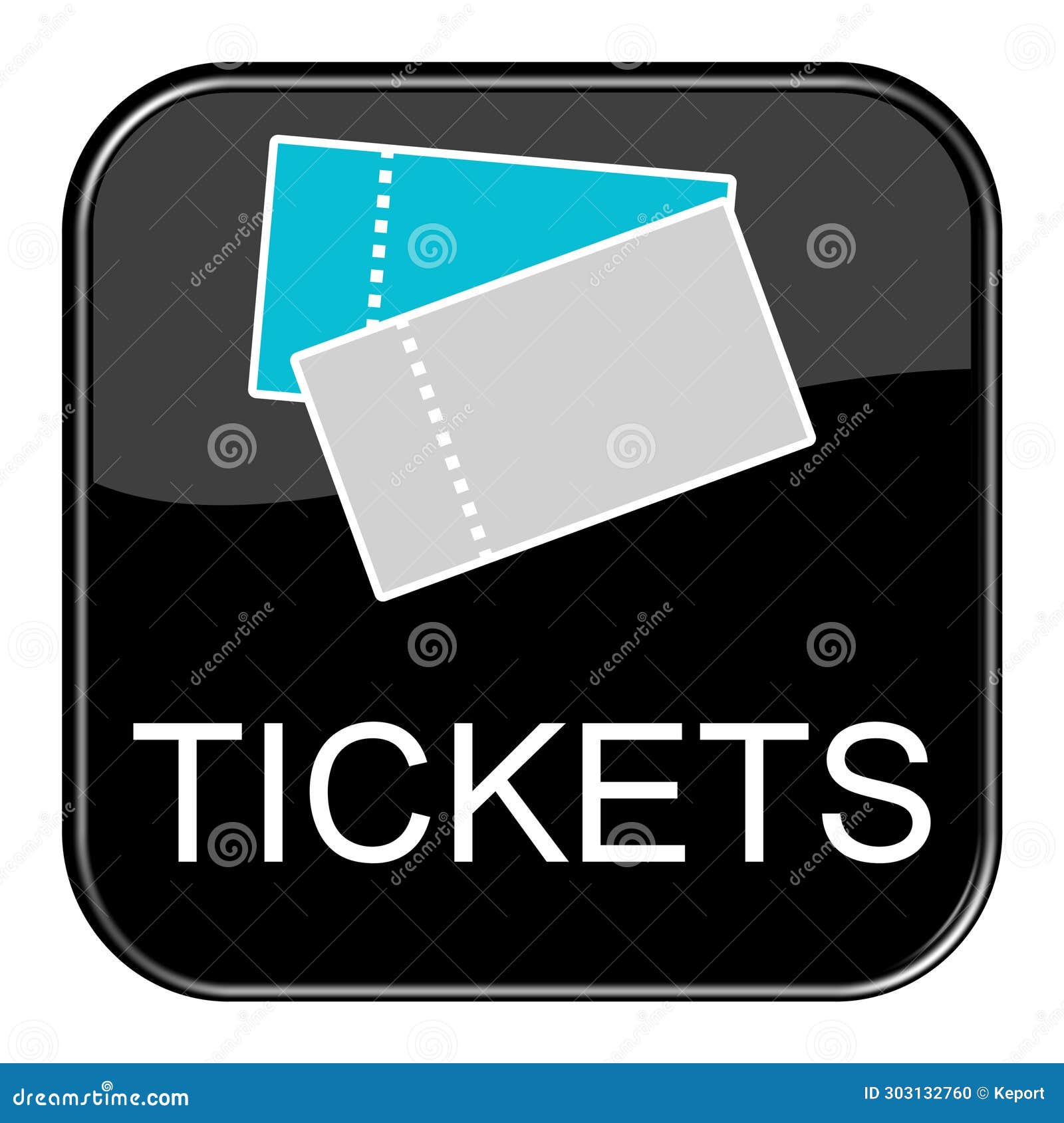 Ticket Icon on Black Button Stock Illustration - Illustration of online ...
