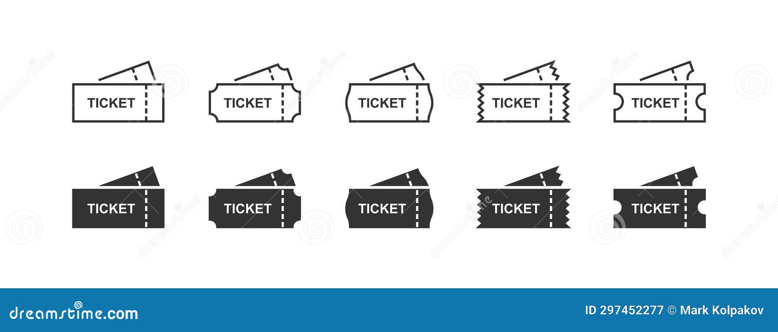 Ticket Icon, Black and Line Set Sing Symbol. Isolated Vector Stock ...