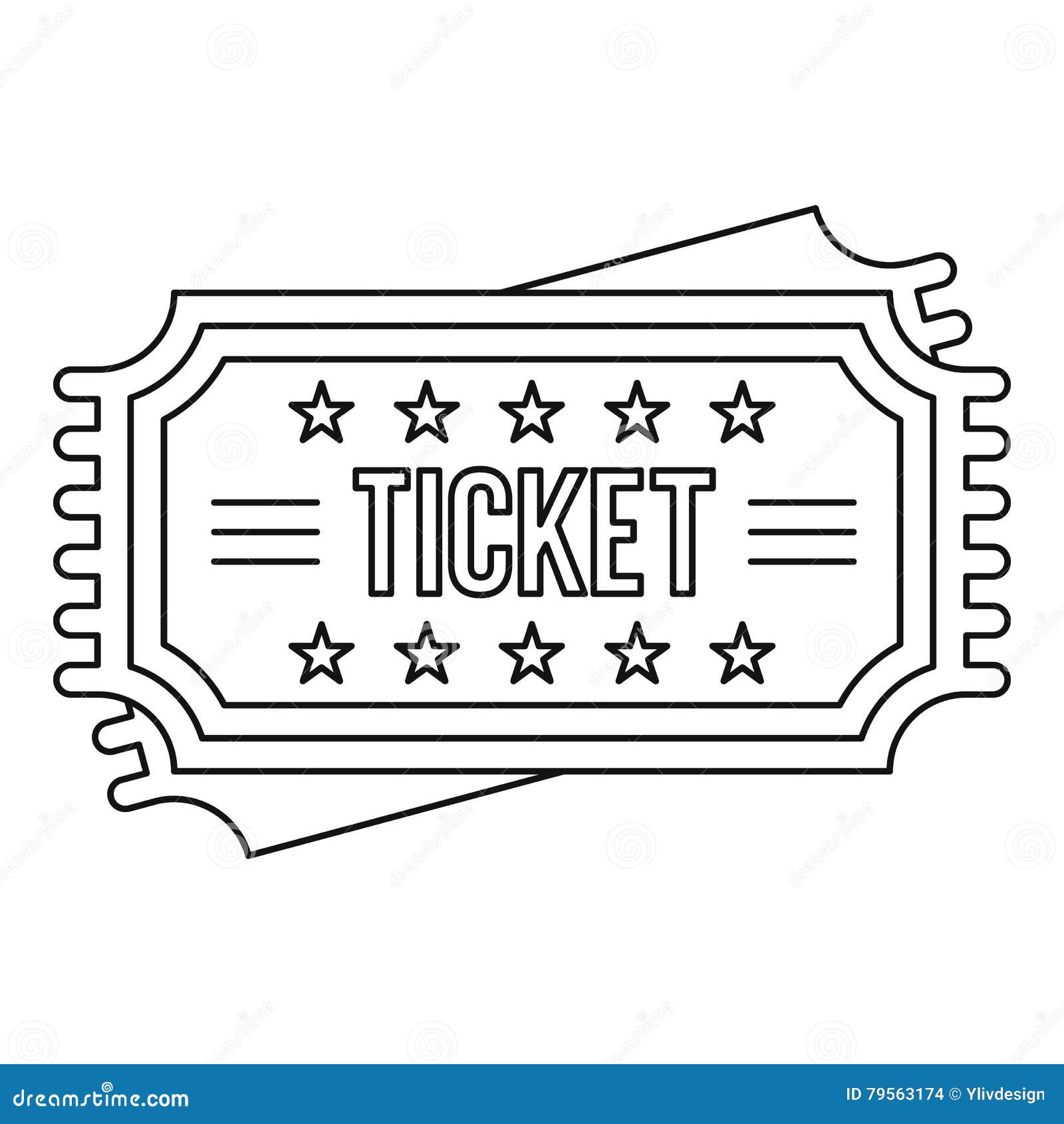 Ticket icon, outline style stock vector. Illustration of cinema - 79563174