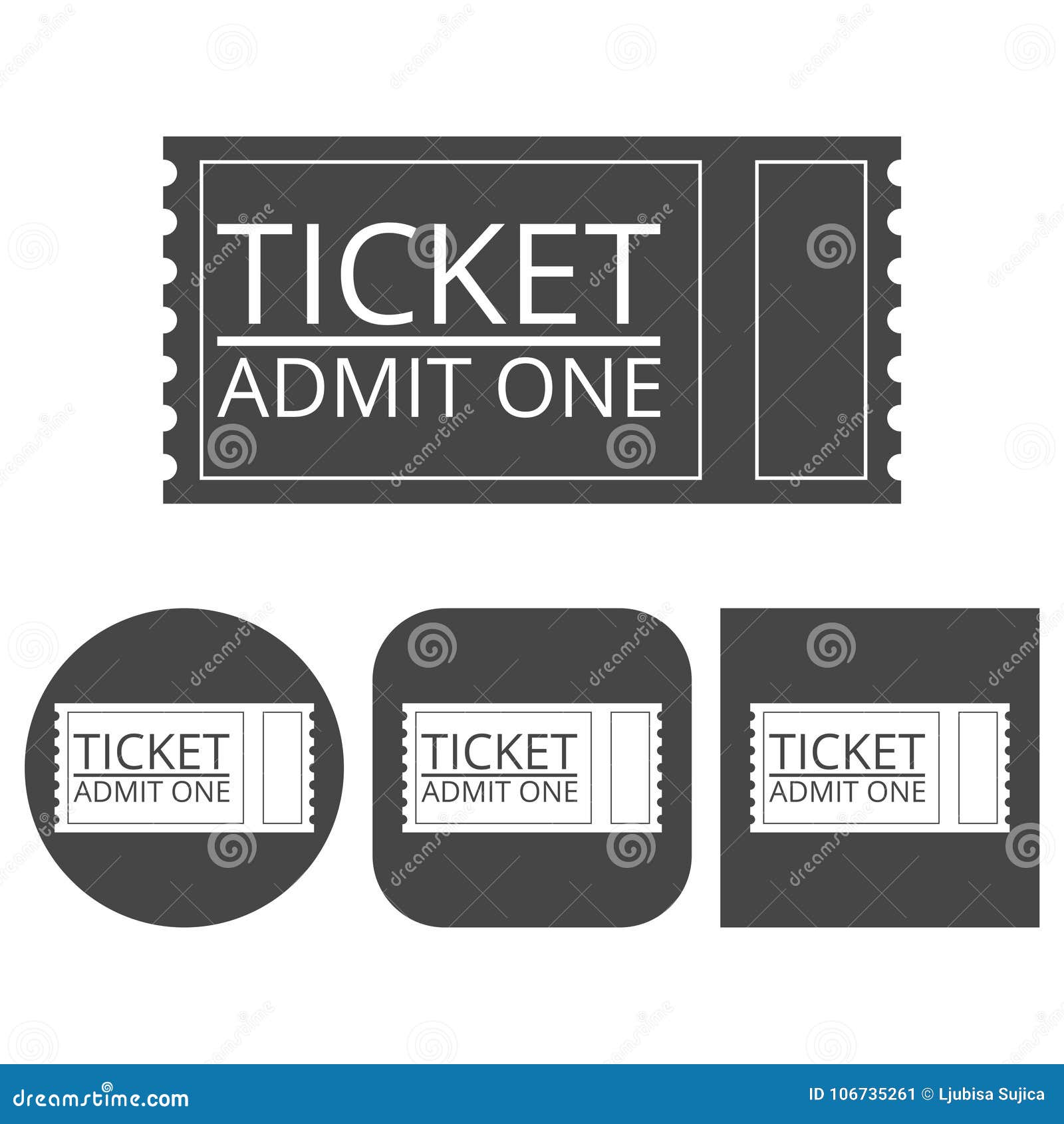 The Ticket Icon, Ticket Symbol - Icons Set Stock Illustration ...
