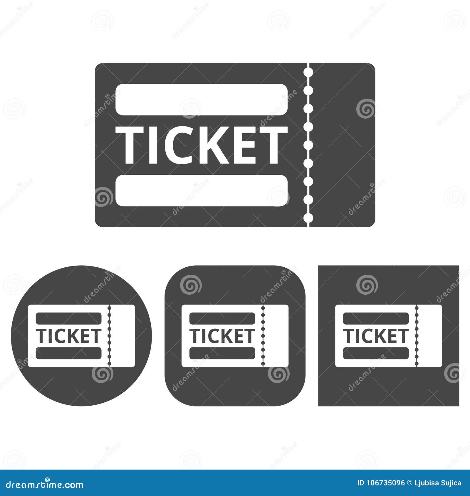 The Ticket Icon, Ticket Symbol - Vector Icons Set Stock Vector ...