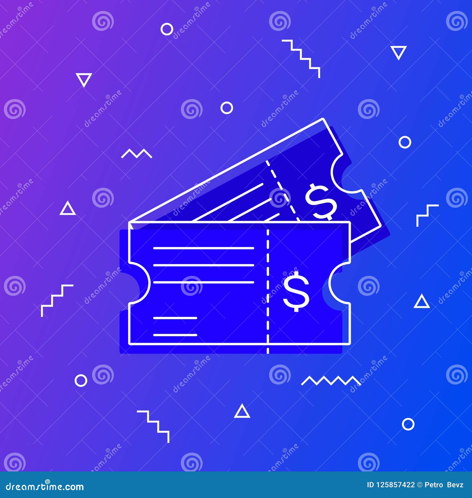 Ticket Icon Vector Illustration in the Flat Style Isolated on a Modern ...