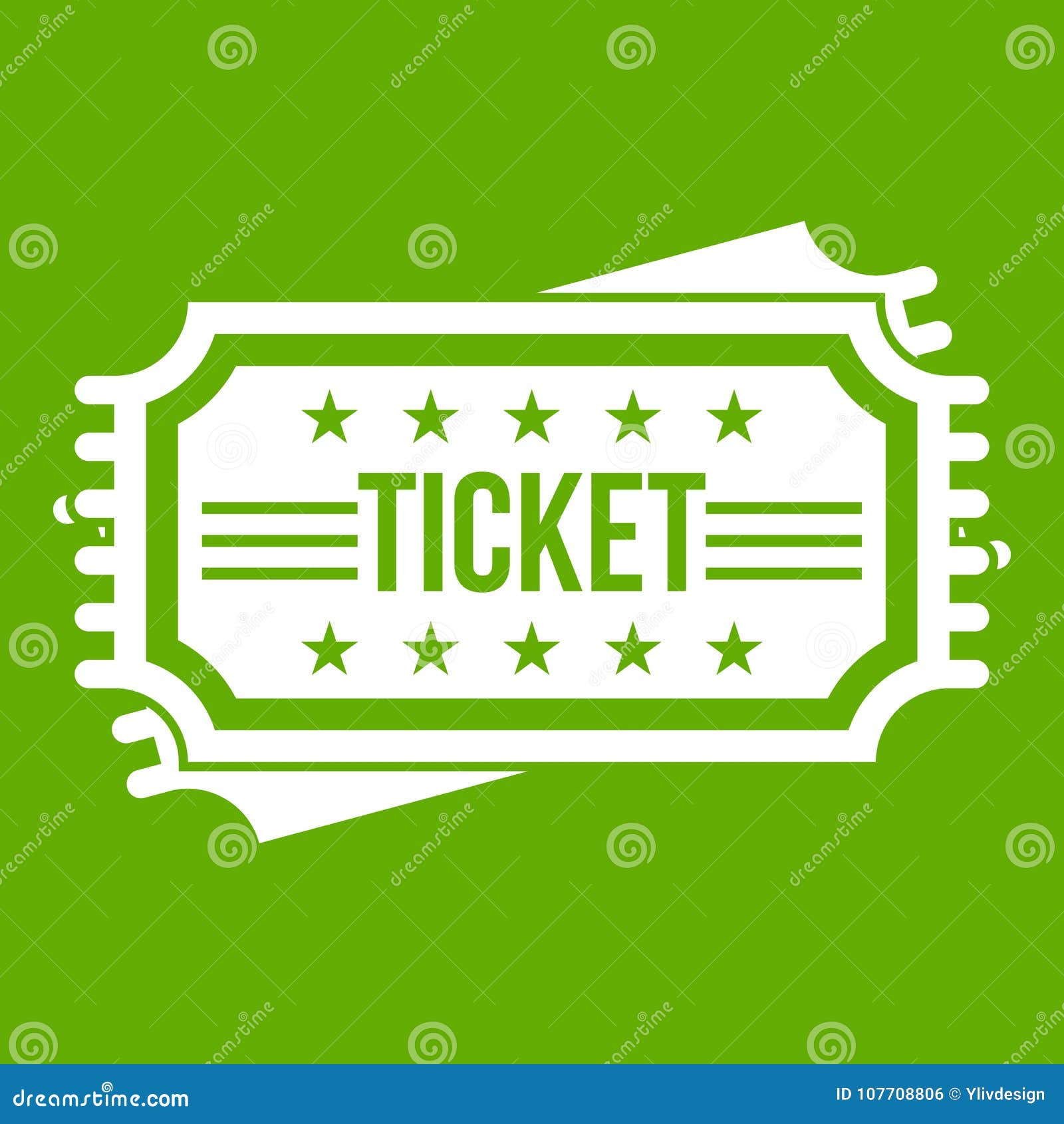 Ticket icon green stock vector. Illustration of pass - 107708806