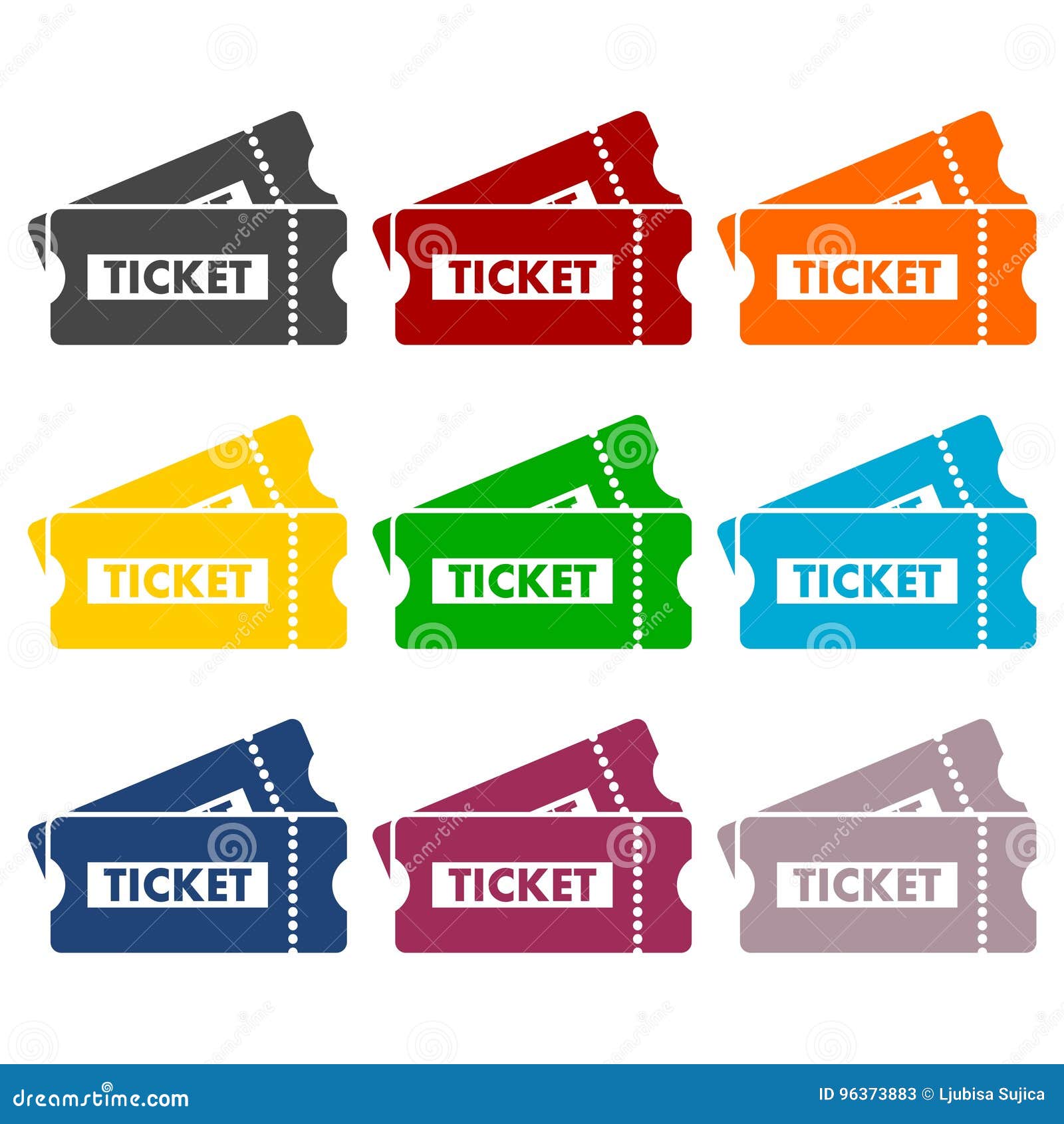 Ticket icons set stock vector. Illustration of entertainment - 96373883