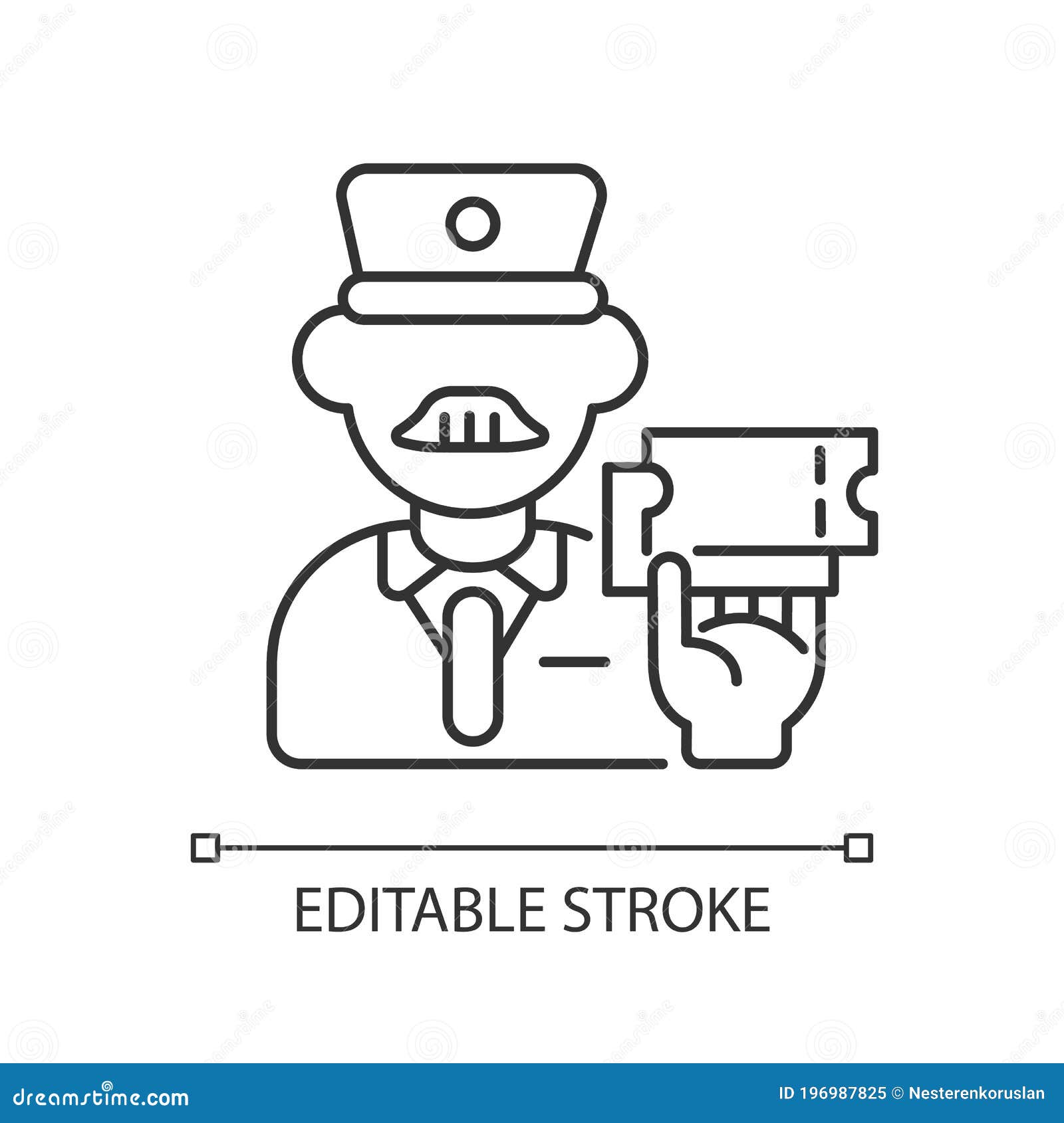 Ticket Inspector Linear Icon Stock Vector - Illustration of icon ...