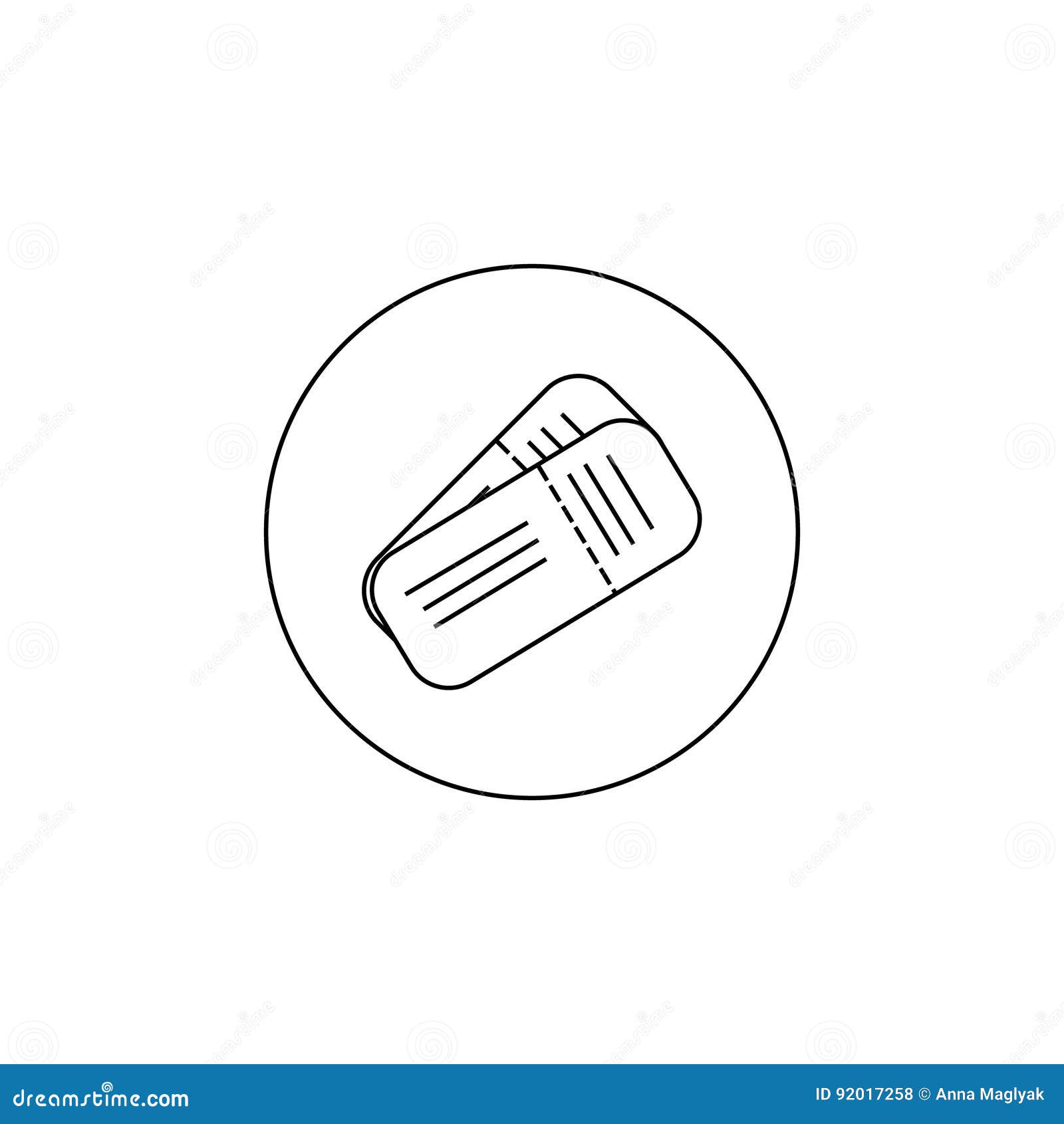 Ticket Line Art. Outline Ticket Icon. Vector in Circle Simple Back and ...