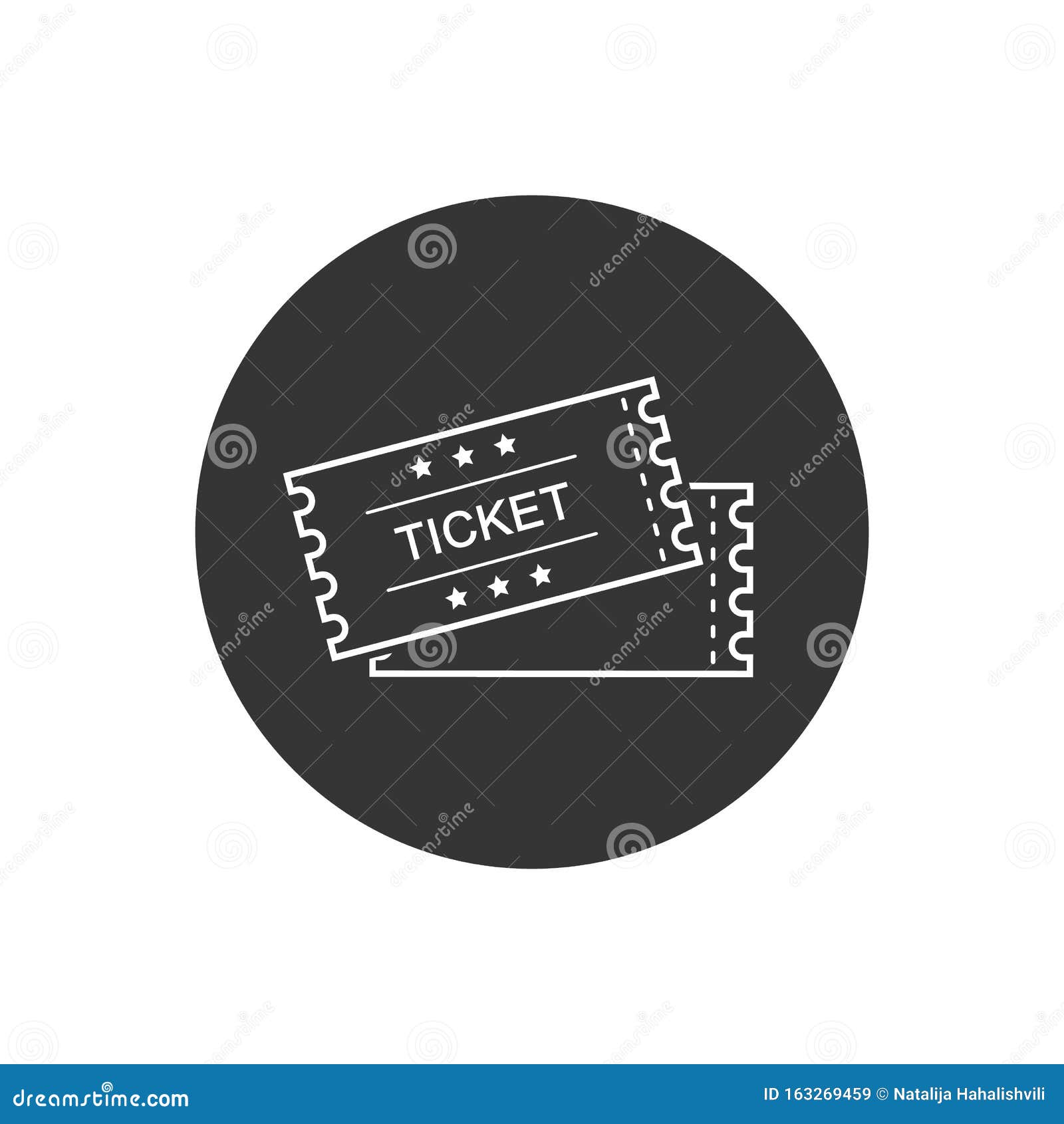 Ticket Line Vector Icon. White Illustration Isolated on Gray for ...