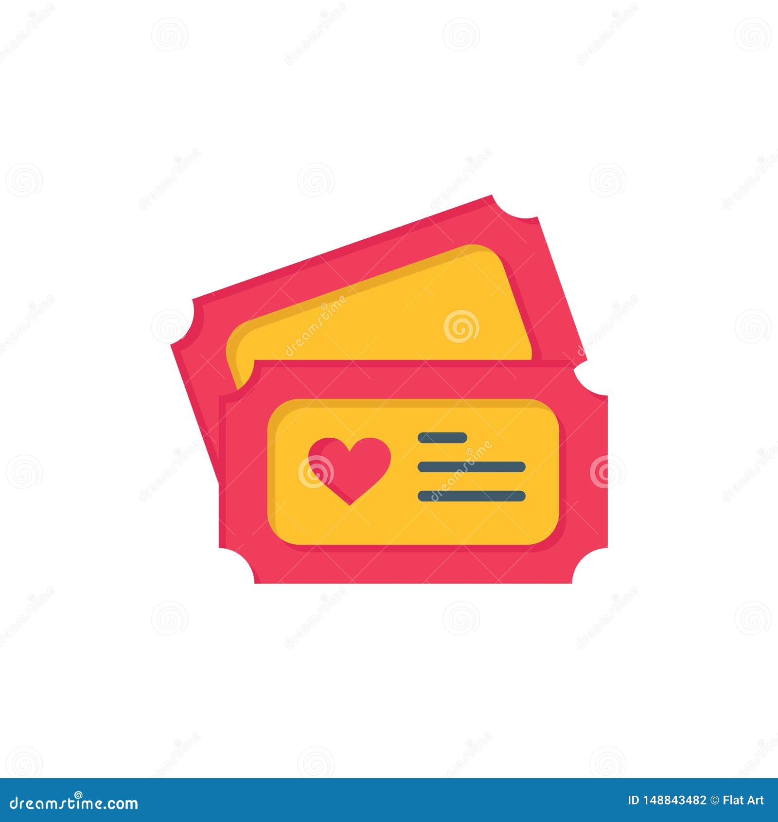 Ticket, Love, Heart, Wedding Flat Color Icon. Vector Icon Banner ...