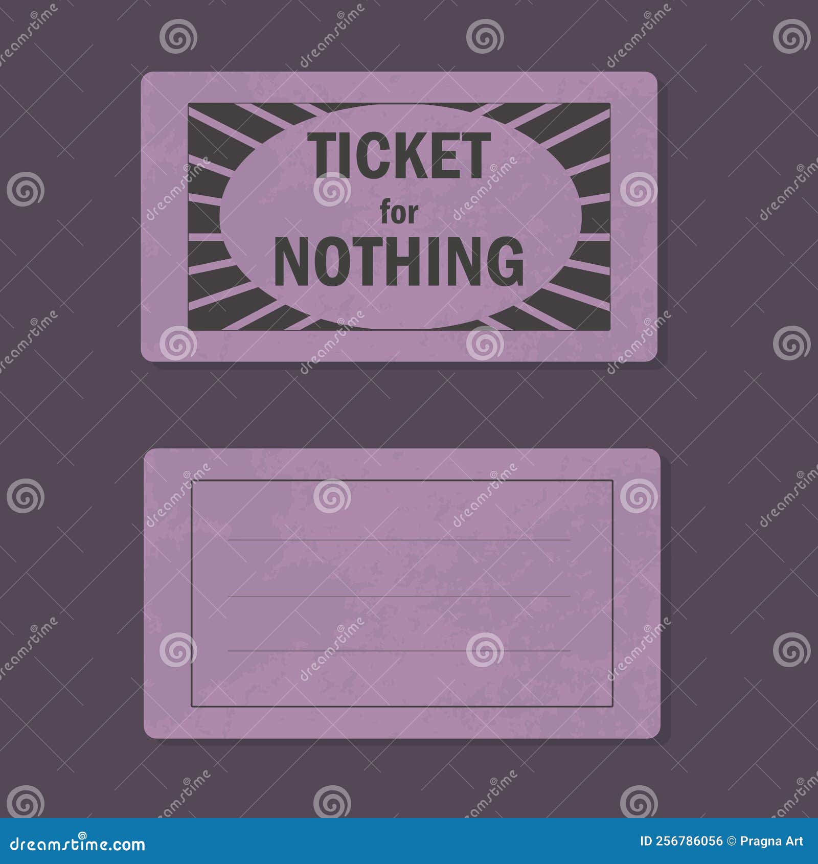Purple Ticket for Nothing, Bipartite Stock Vector - Illustration of ...