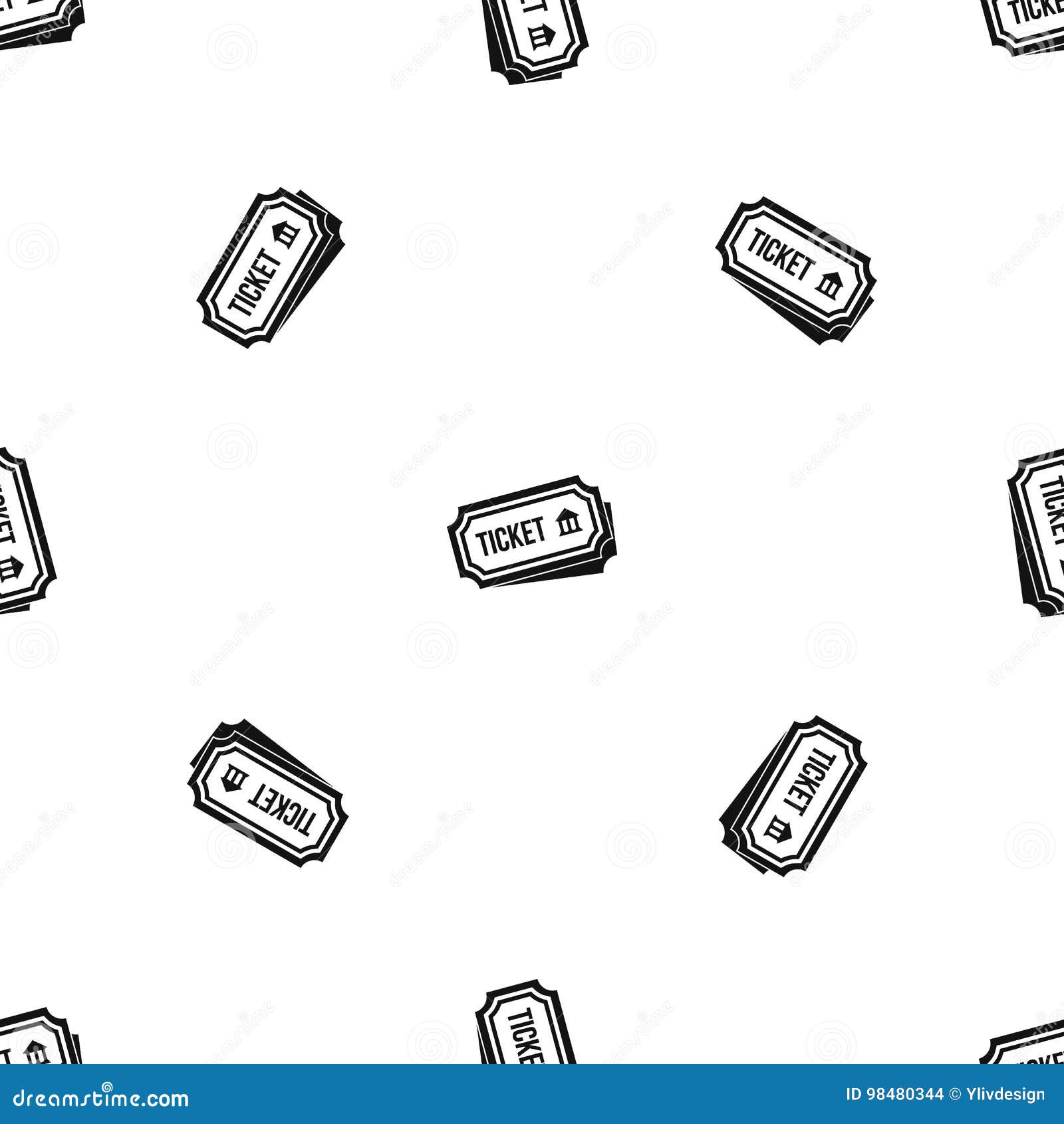 Ticket Pattern Seamless Black Stock Vector - Illustration of event ...