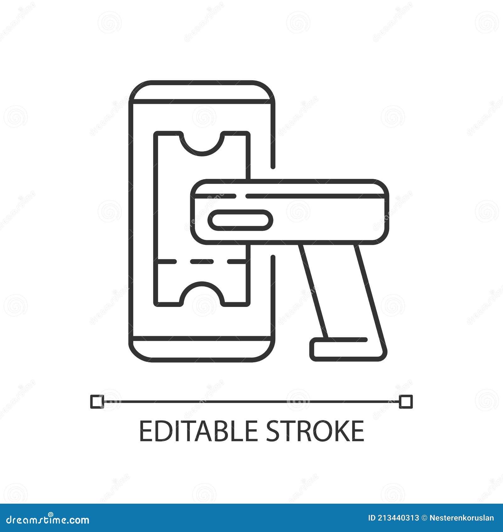 Ticket Scanner Linear Icon Cartoon Vector | CartoonDealer.com #213440313