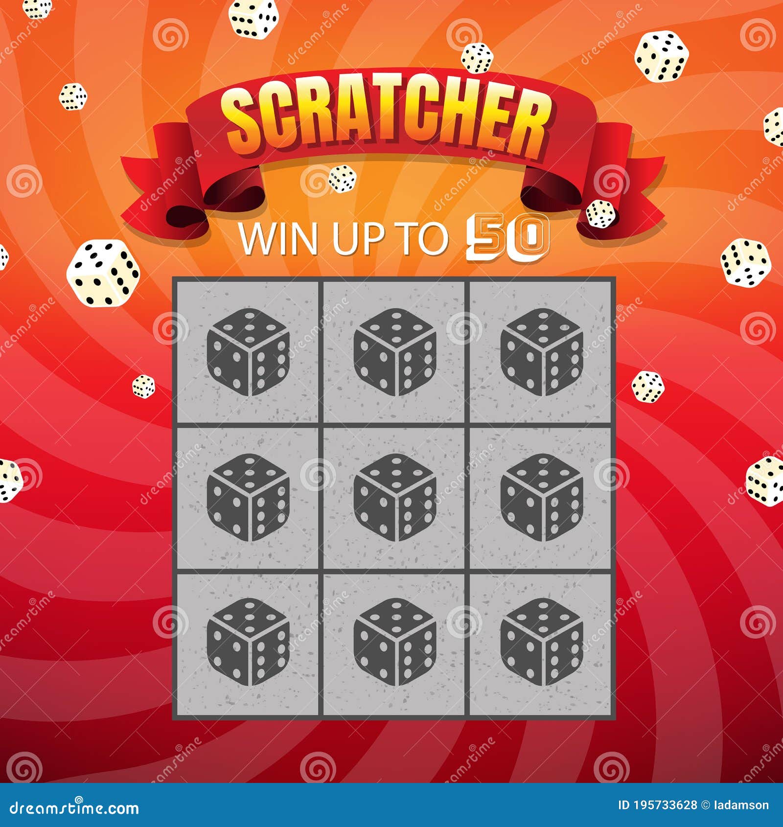 Ticket Scratch and Win stock vector. Illustration of cube - 195733628