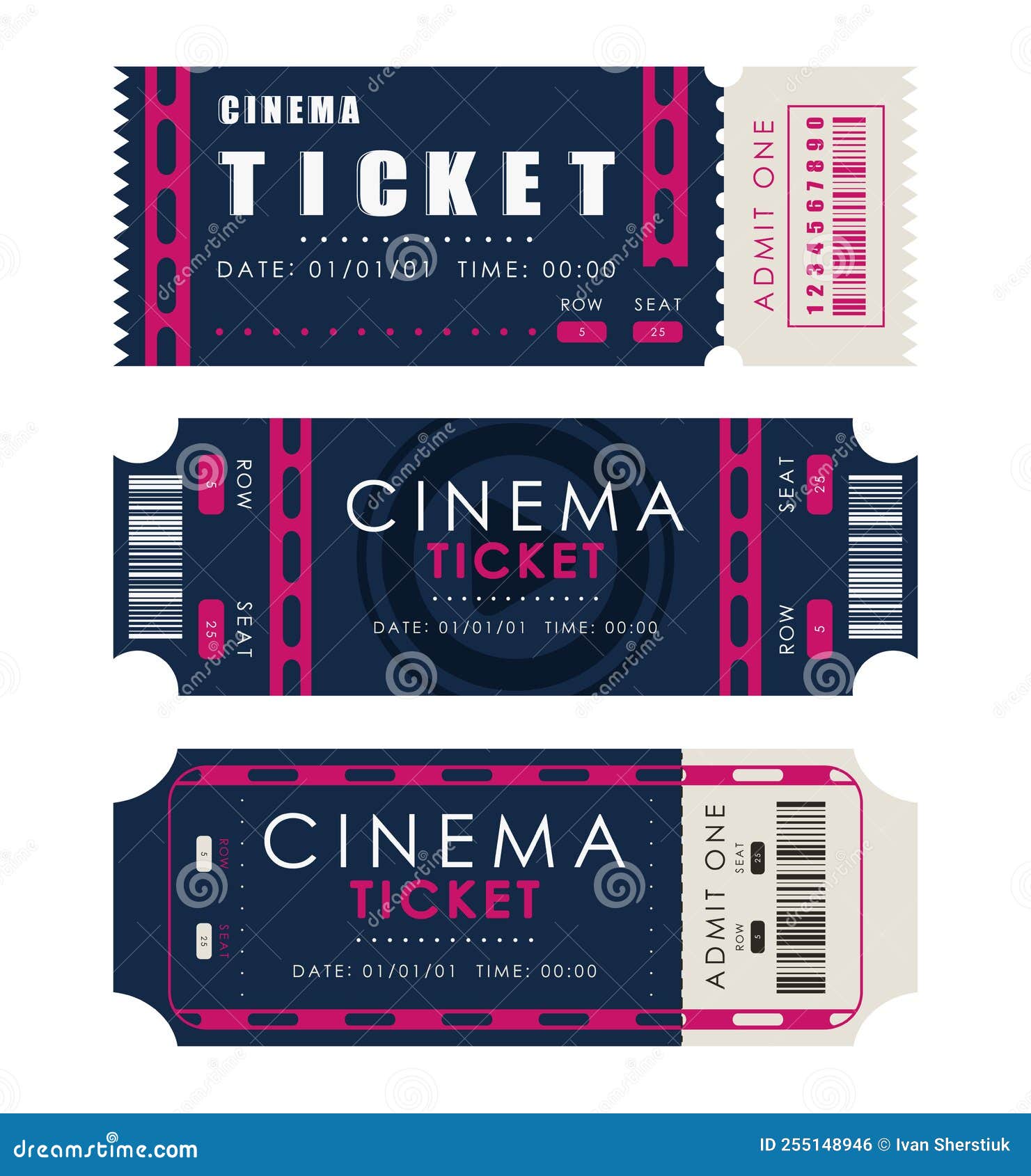 Ticket Set. Pass Card Design. Isolated. Vector Illustration. Stock ...