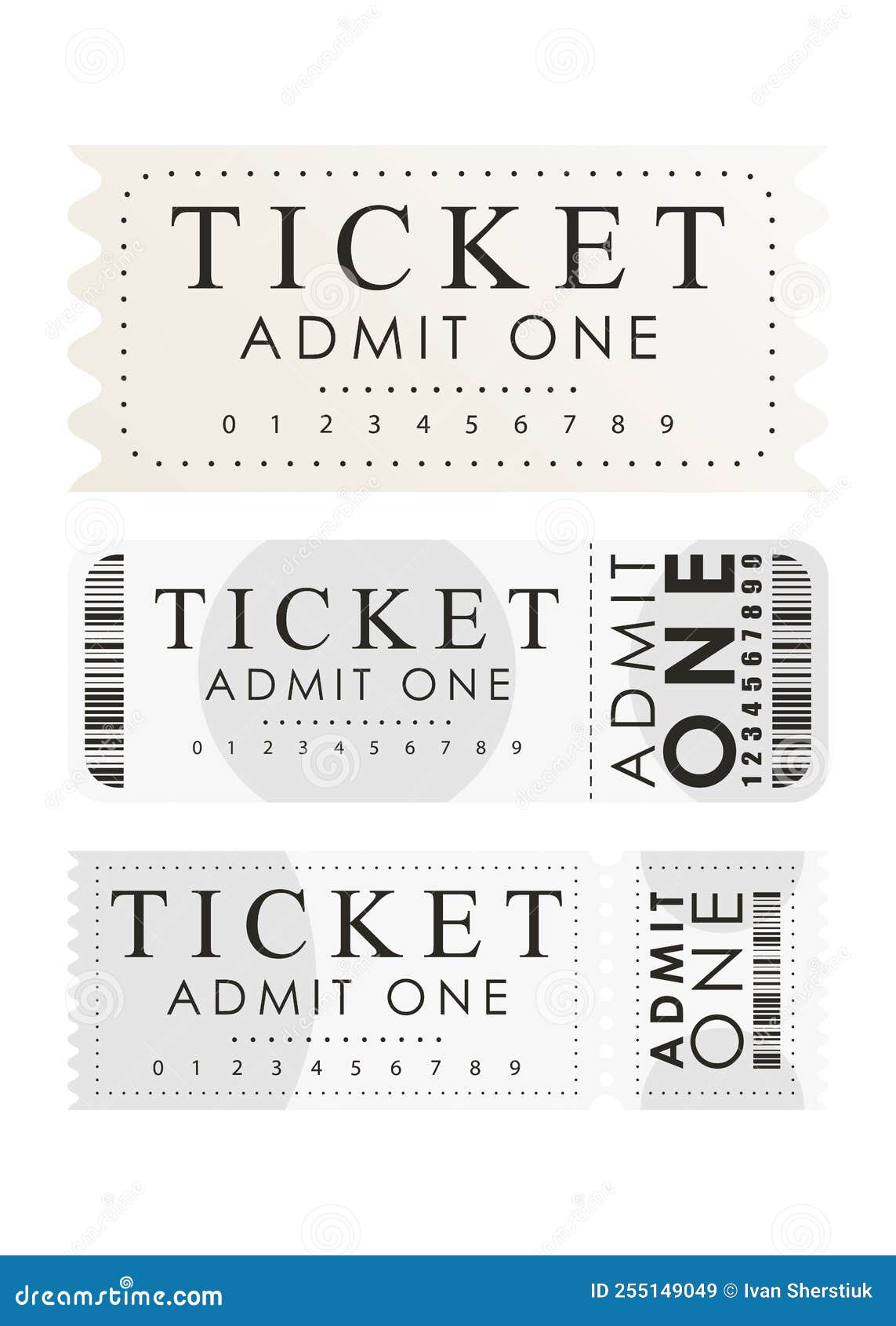Ticket Set Pass Card Design Isolated Vector Illustration Stock Vector Illustration Of