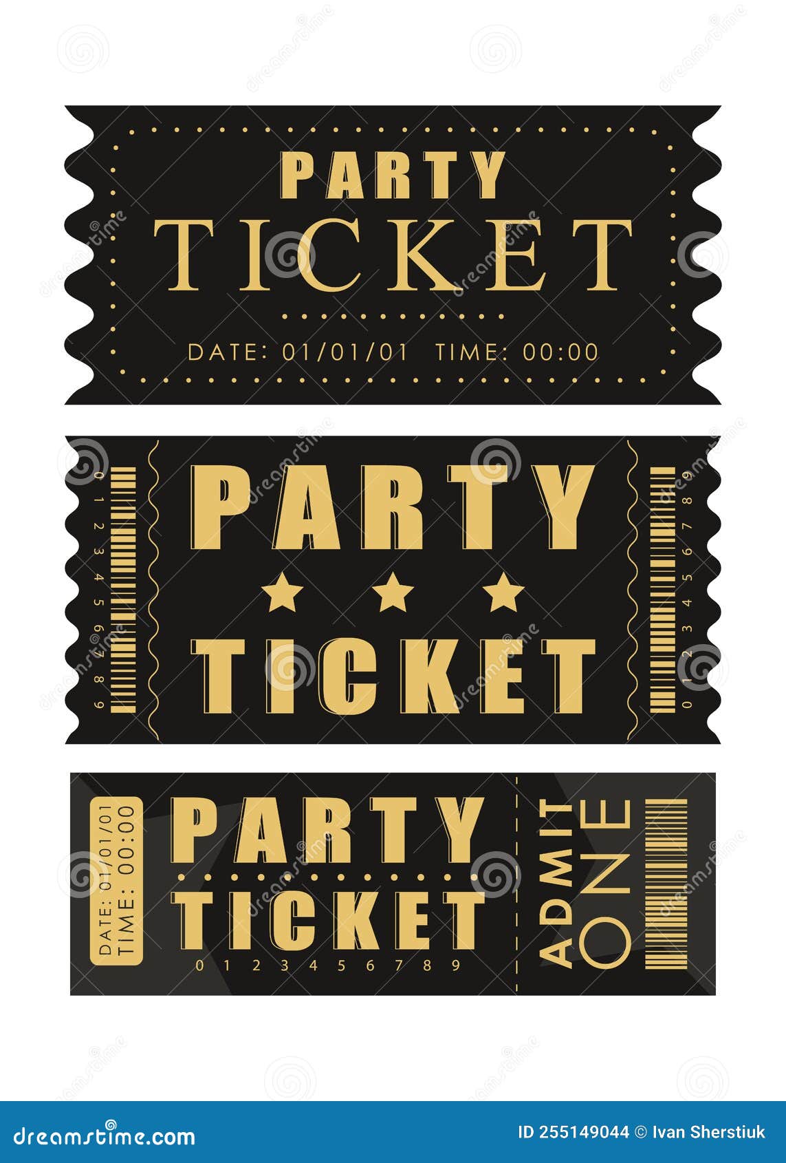 Ticket Set. Pass Card Design. Isolated on White Background. Vector ...