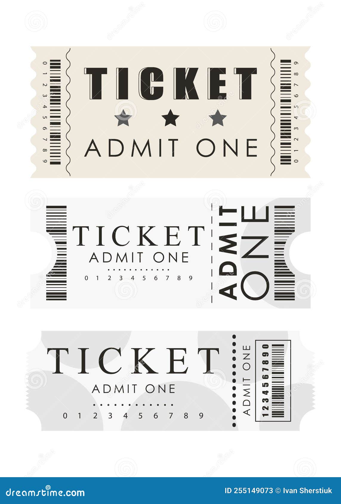 Ticket Set. Ready Design for Your Business. Isolated. Vector ...