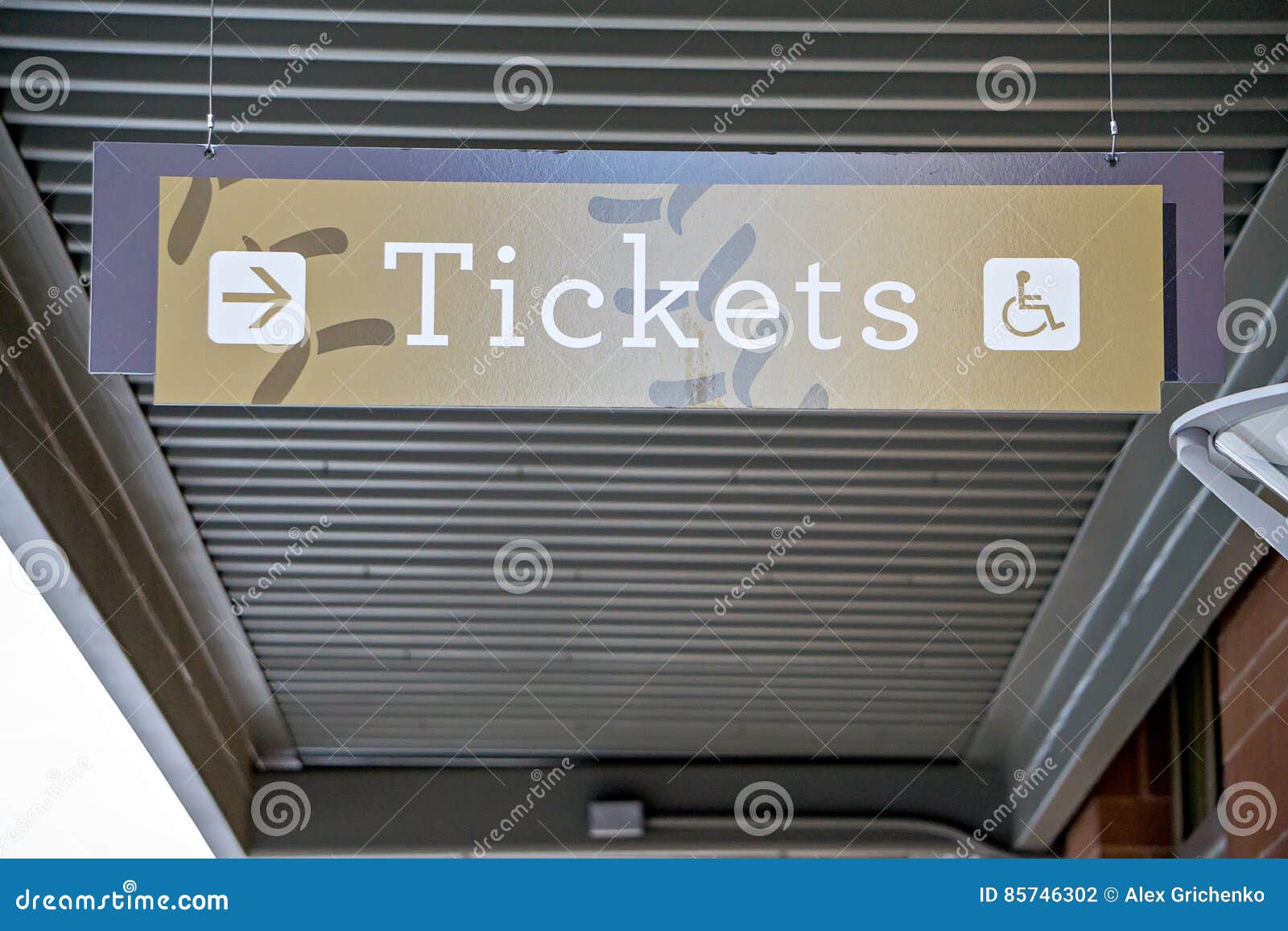 Ticket Sign Hanging from Canopy Stock Photo - Image of office, sale ...