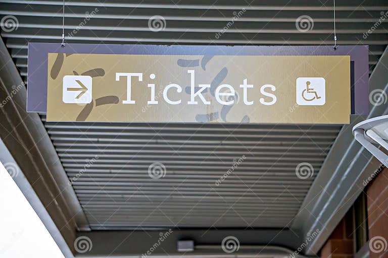 Ticket Sign Hanging from Canopy Stock Photo - Image of office, sale ...