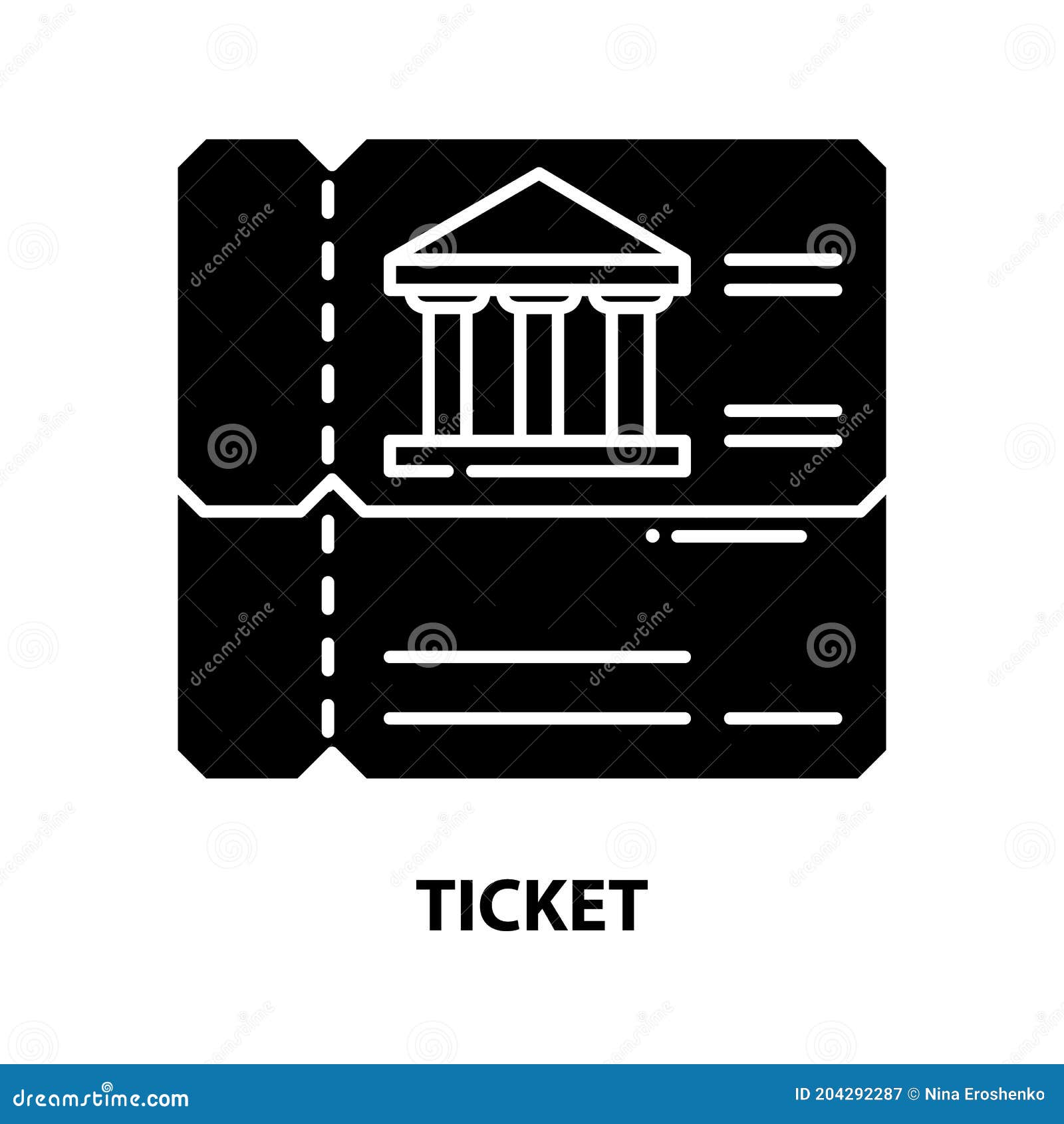Ticket Sign Icon, Black Vector Sign with Editable Strokes, Concept ...