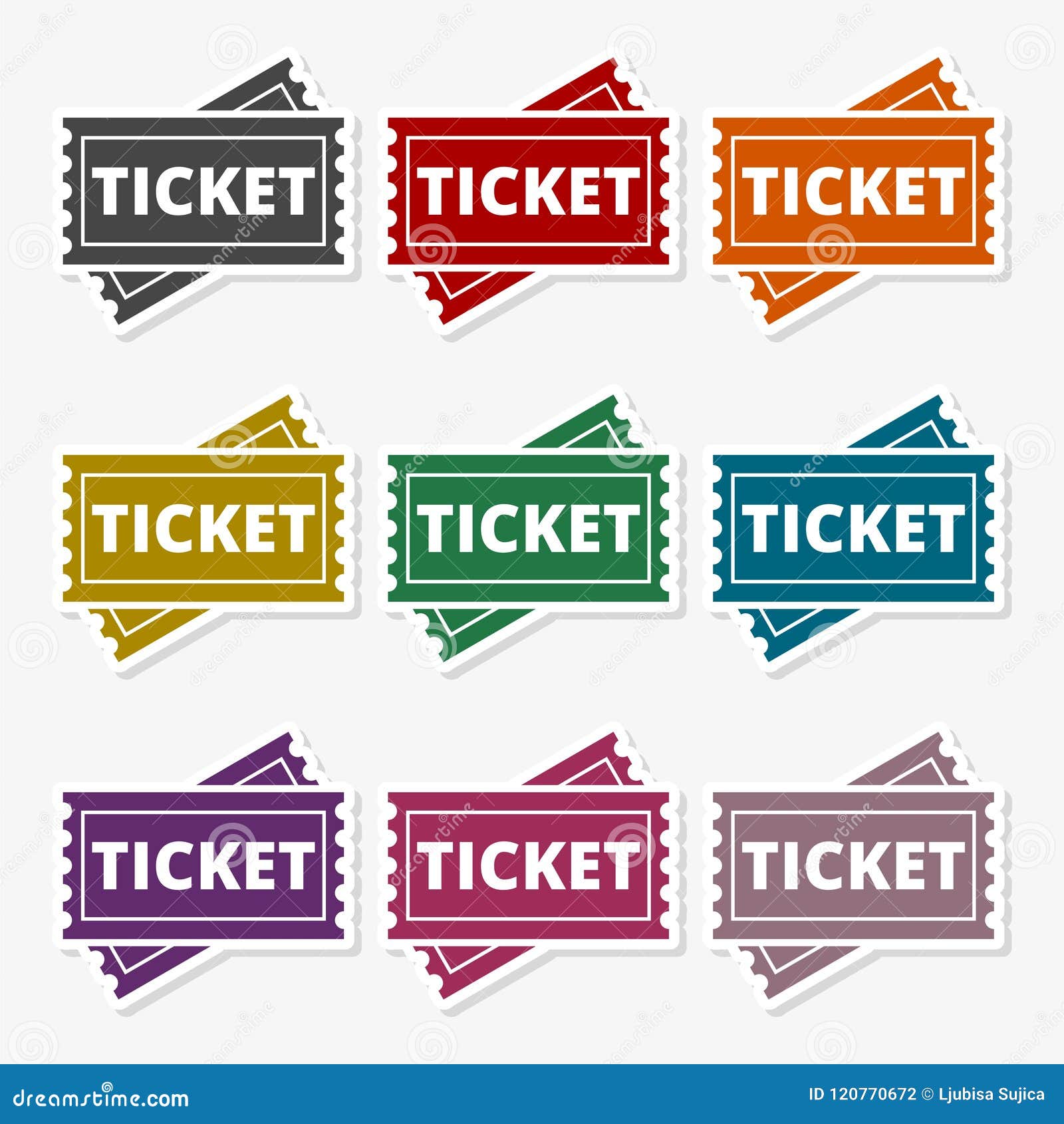 Ticket sticker set stock vector. Illustration of icon - 120770672