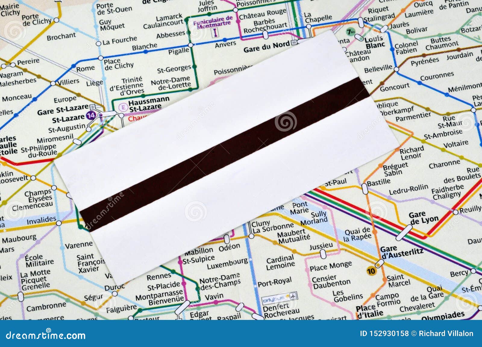 Ticket on a subway map stock illustration. Illustration of close ...