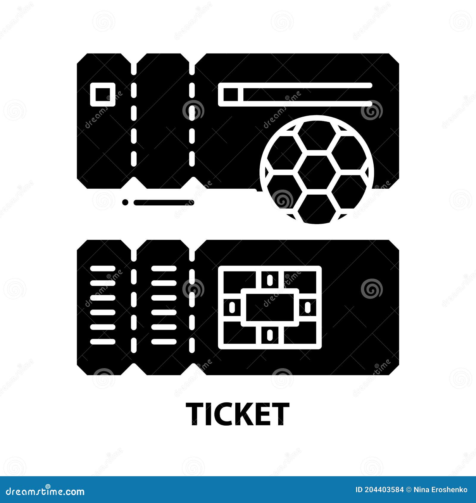 Ticket Symbol Icon, Black Vector Sign with Editable Strokes, Concept ...