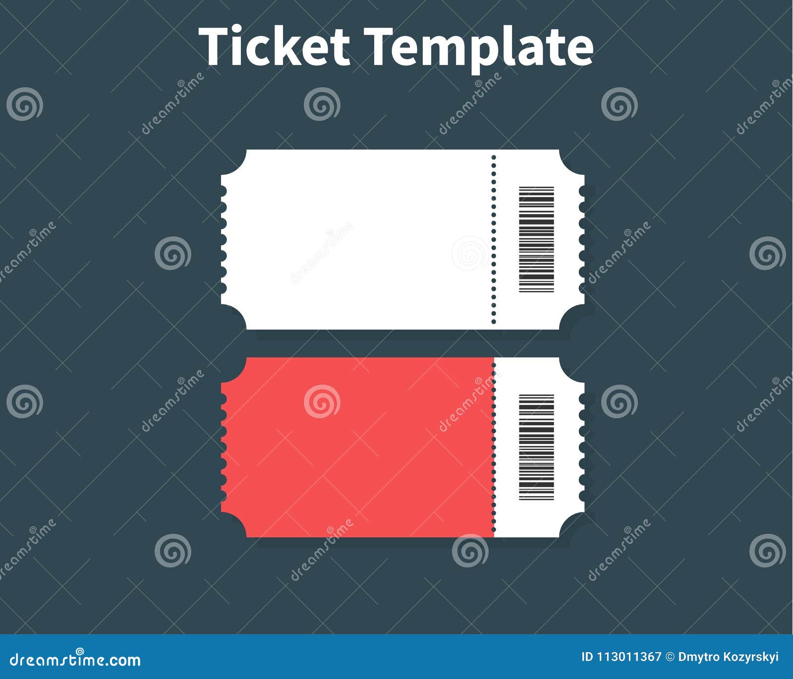 Ticket Template. Ticket Element Guideline for Design. Clean Realistic ...