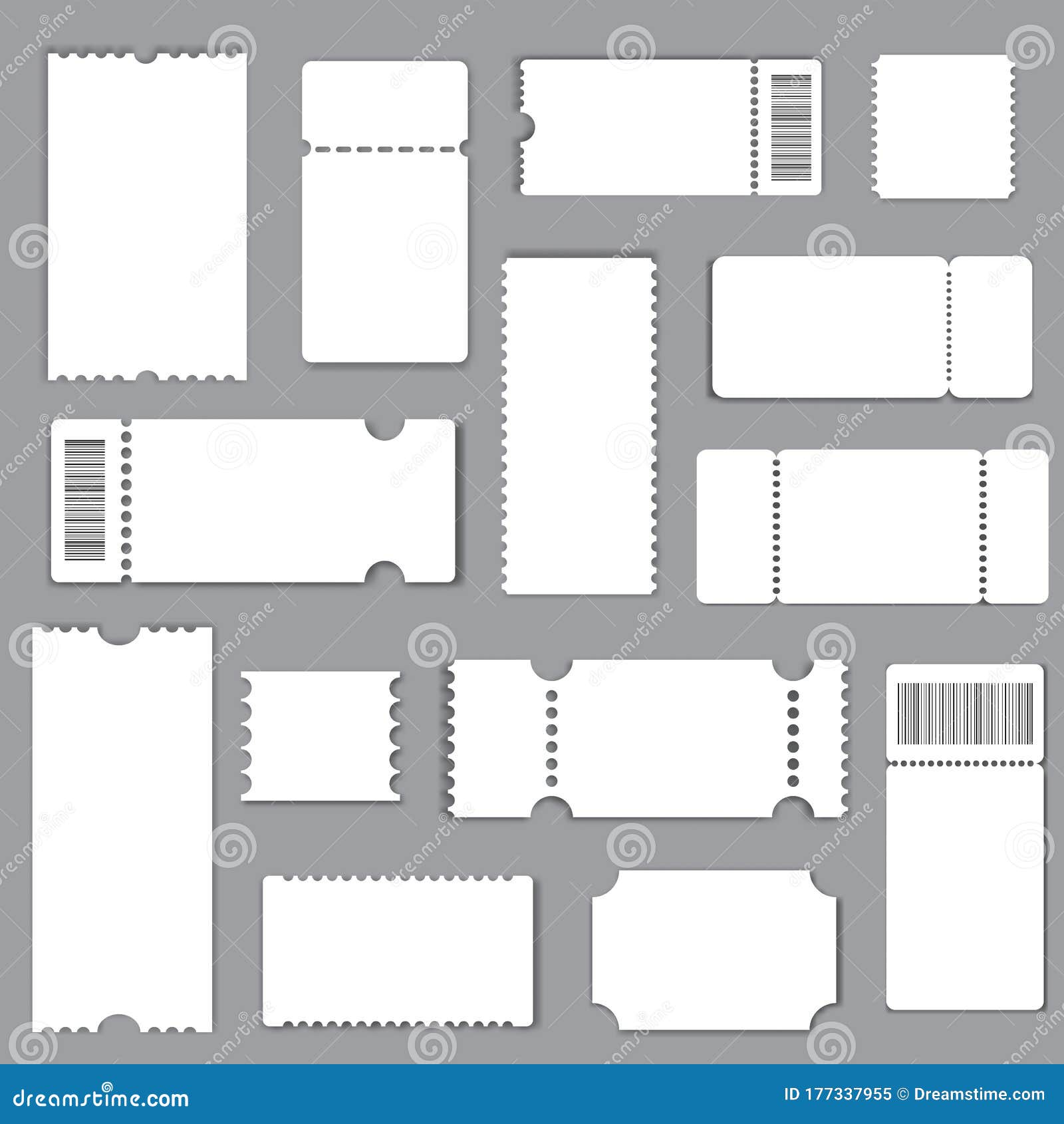 Set blank ticket template. stock vector. Illustration of flyer - 177337955