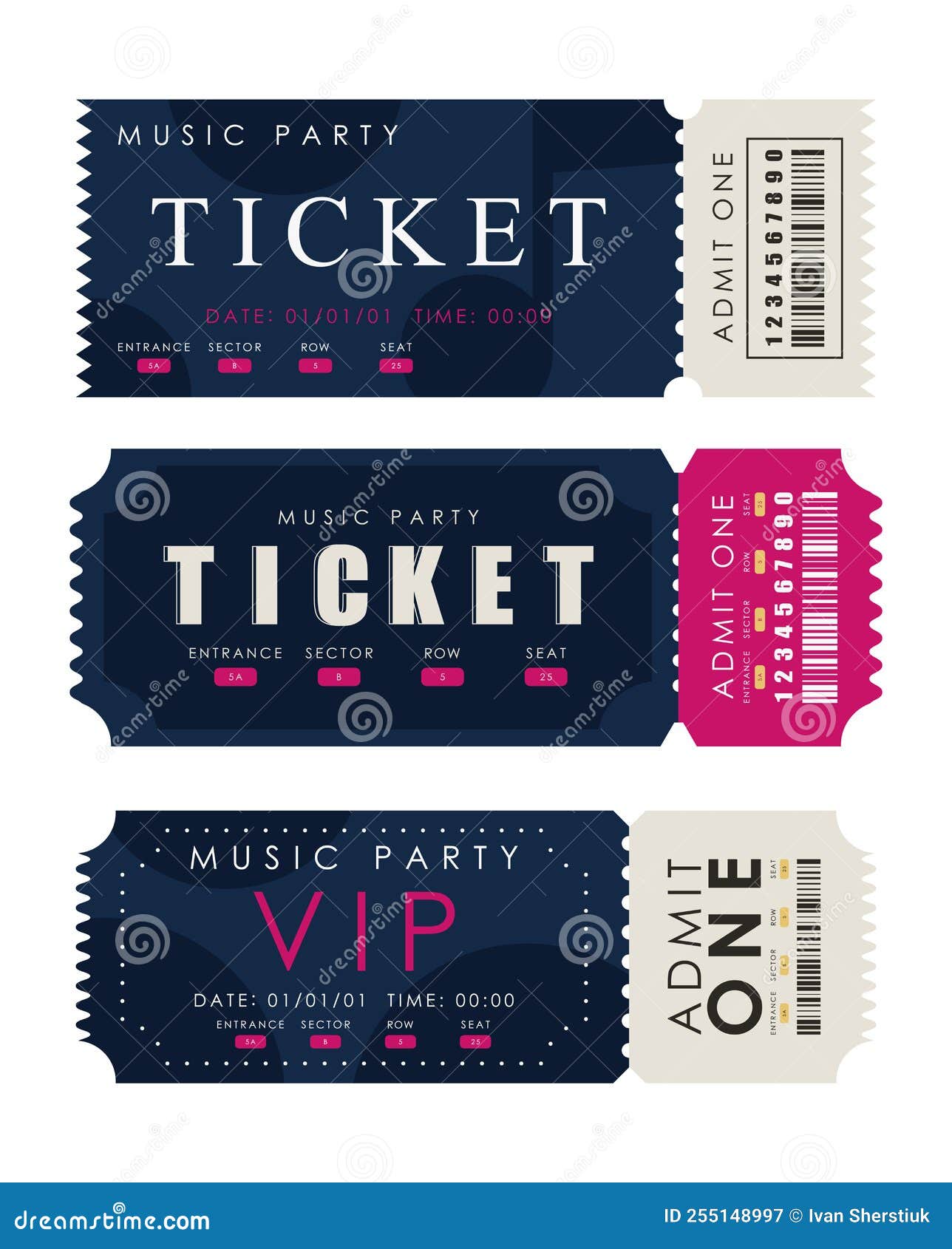 Ticket Template Set. Pass Card Design. Isolated. Vector. Stock Vector ...