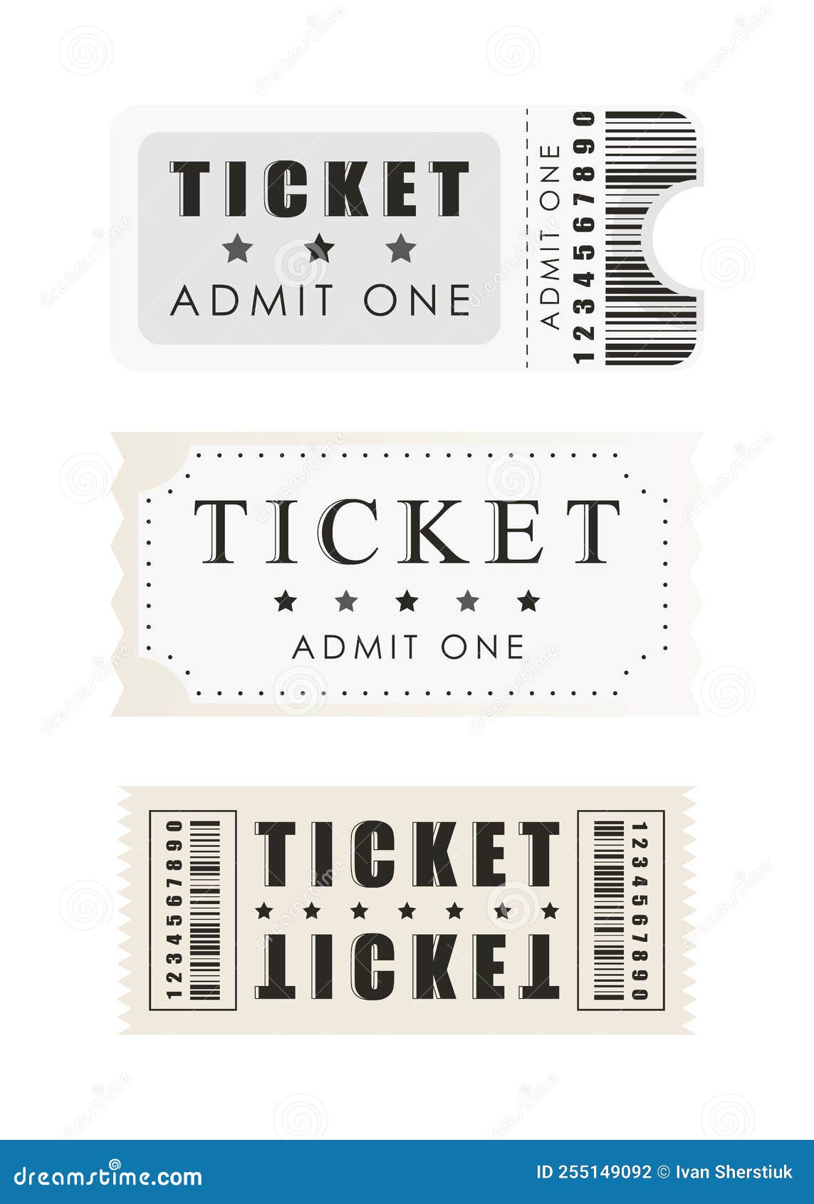 Ticket Template Set. Pass Card Design. Isolated on White Background ...