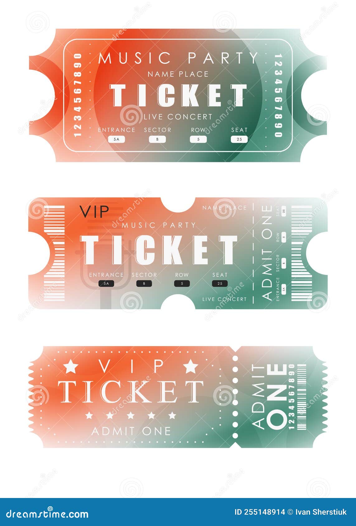 Ticket Template Set. Ready Design for Your Business. Isolated. Vector ...