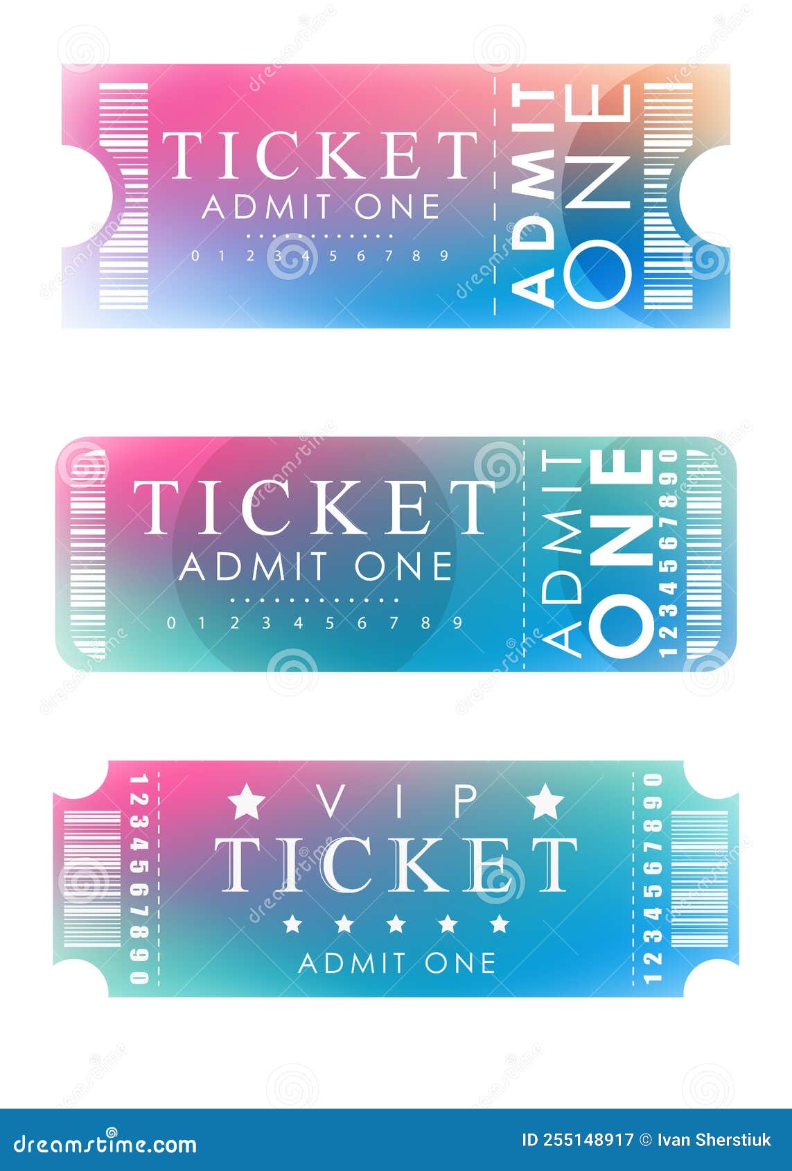 Ticket Template Set. Ready Design for Your Business. Isolated. Vector ...