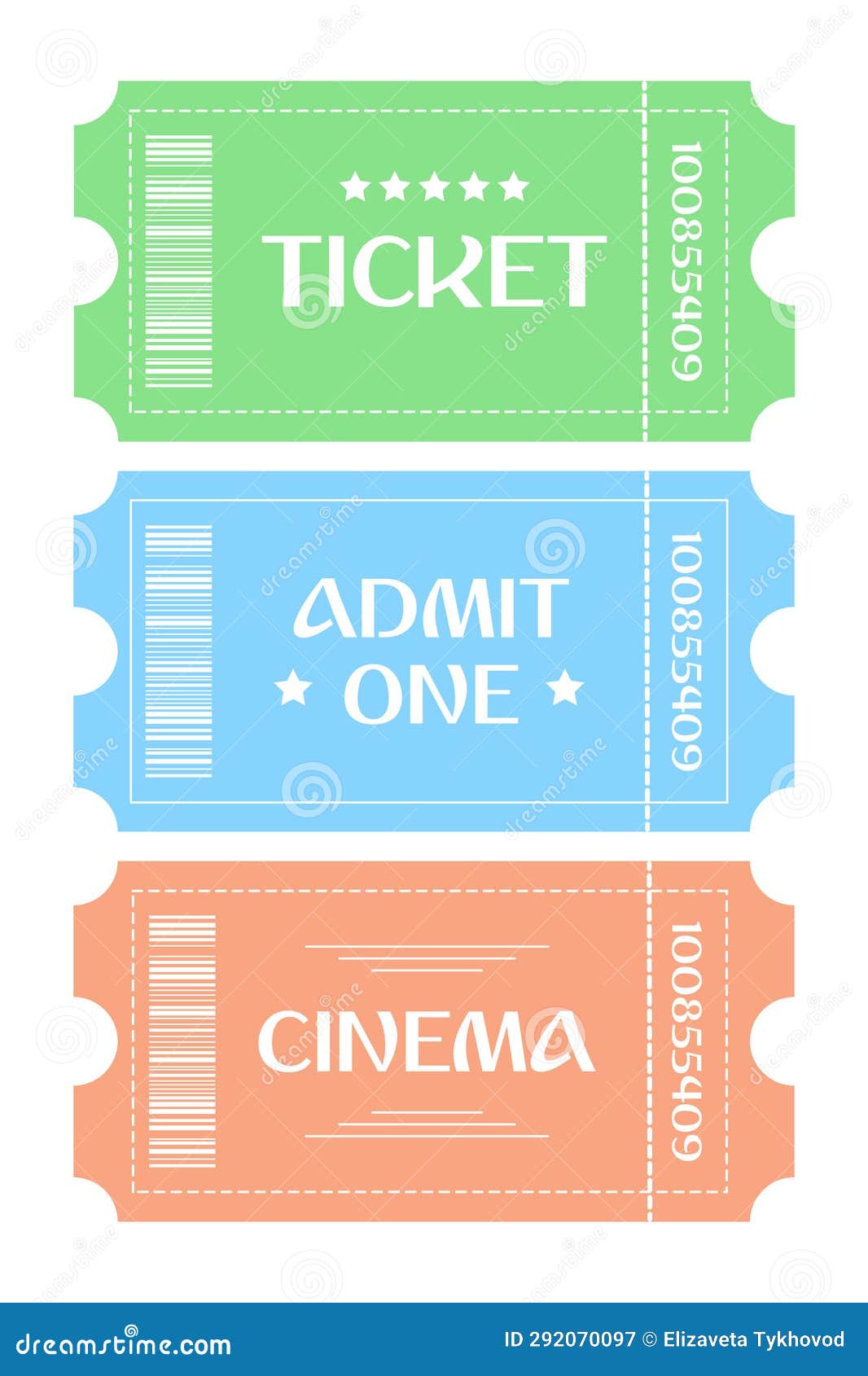 Ticket Template in Three Colors. Ticket Vector Illustration Stock ...