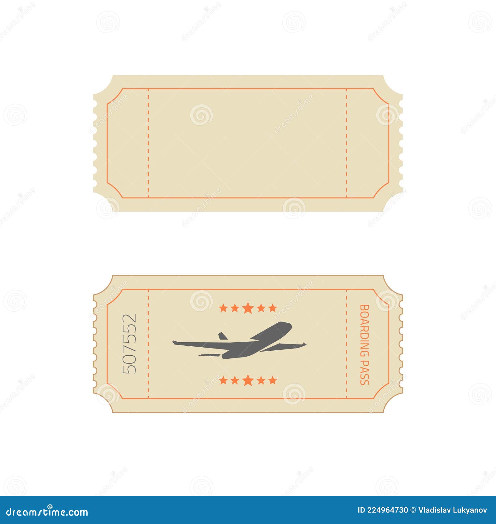 Ticket Template in Vintage Old Retro Style As Blank Empty Vector Design ...