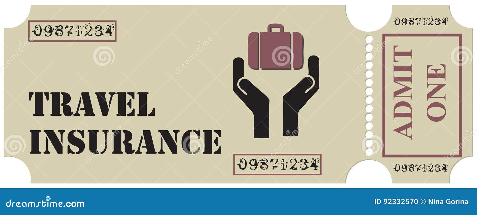 Ticket for Travel Insurance Stock Vector - Illustration of secured ...