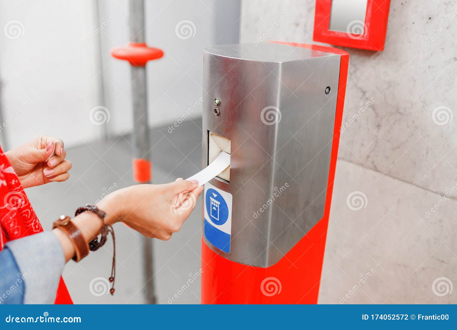 Ticket at a Validation Machine for Access To the Underground City ...